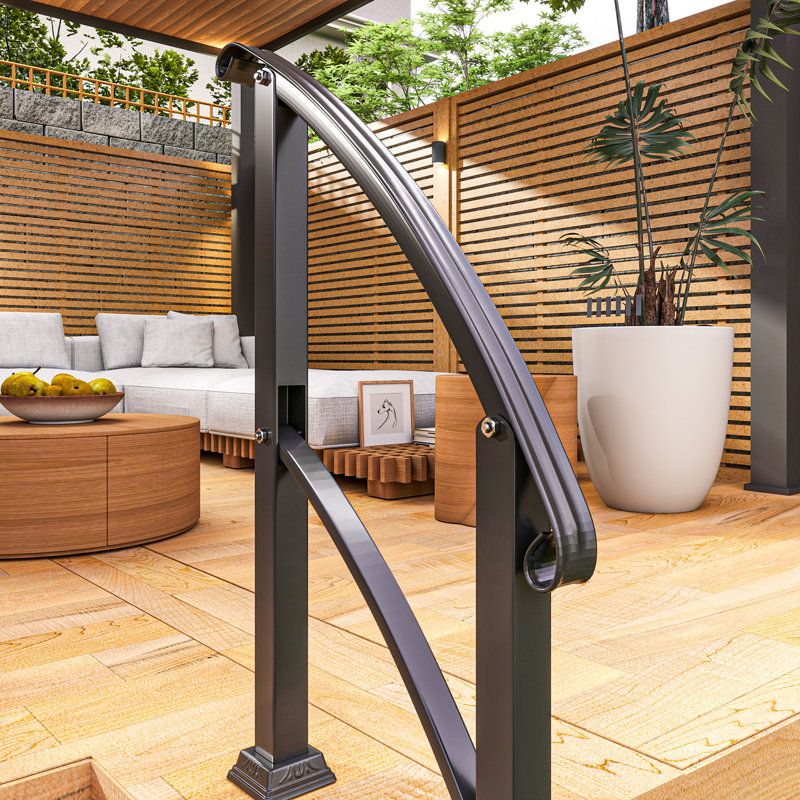 Outsunny Hand Rails For Outdoor Steps, 1-3 Step Outdoor Stair Railing ...