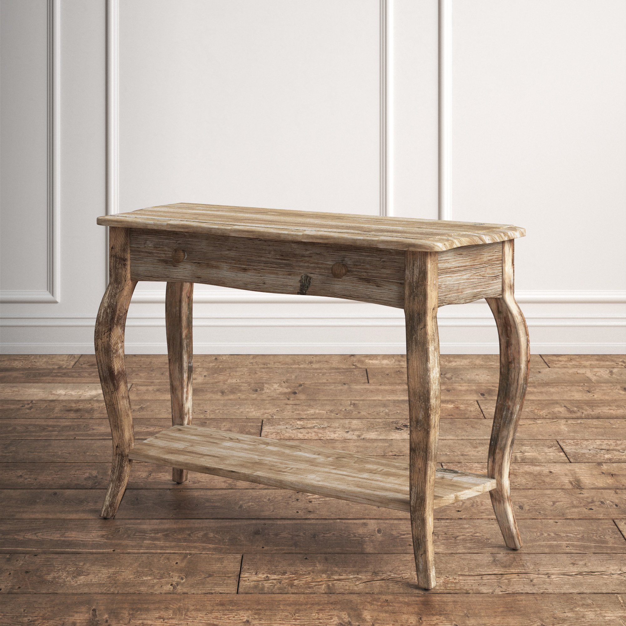 Kelly Clarkson Home Francoise 42" Wide Rustic Industrial Antique Wooden ...