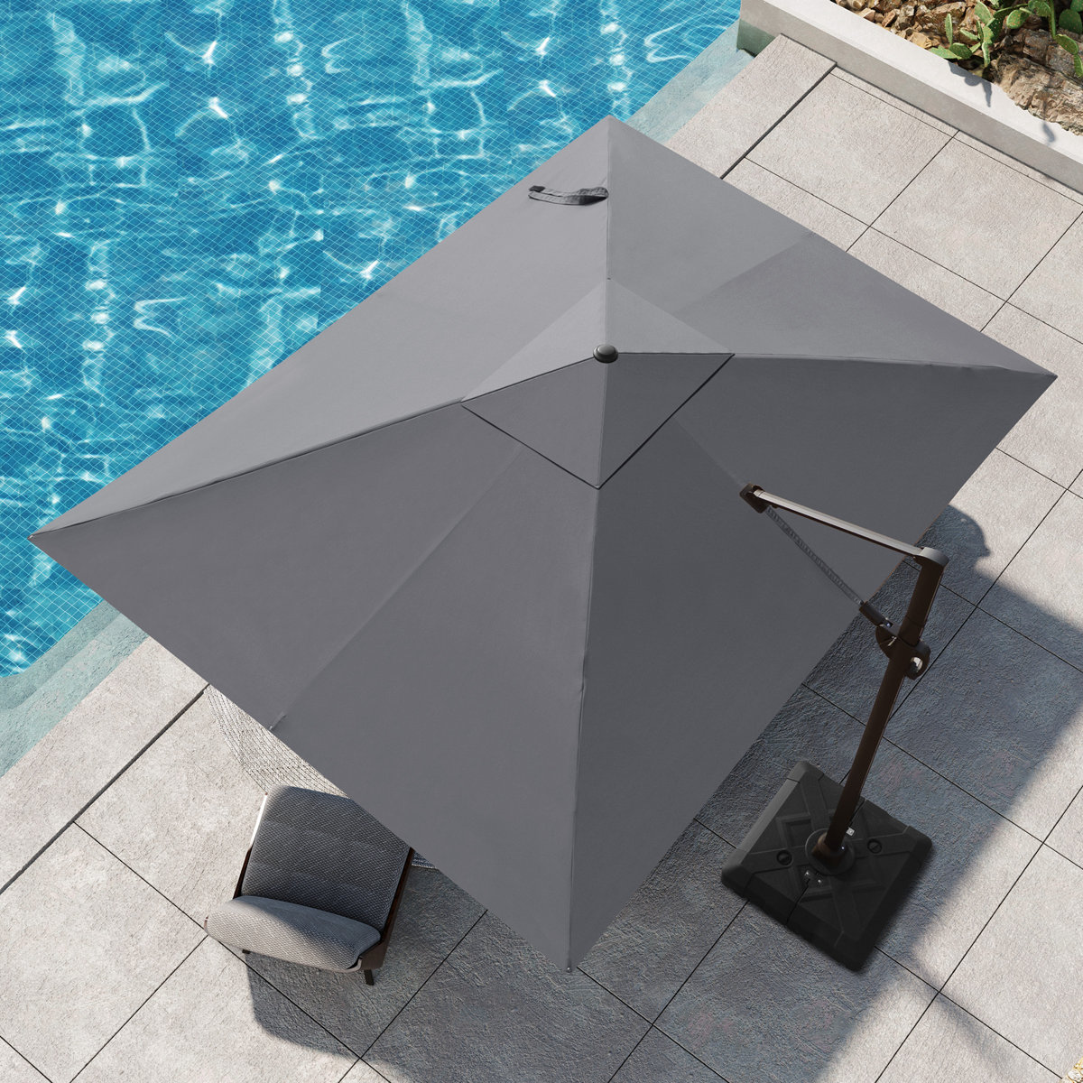 Arlmont & Co. Rectangular Cantilever Umbrella, Counter Weights Included ...