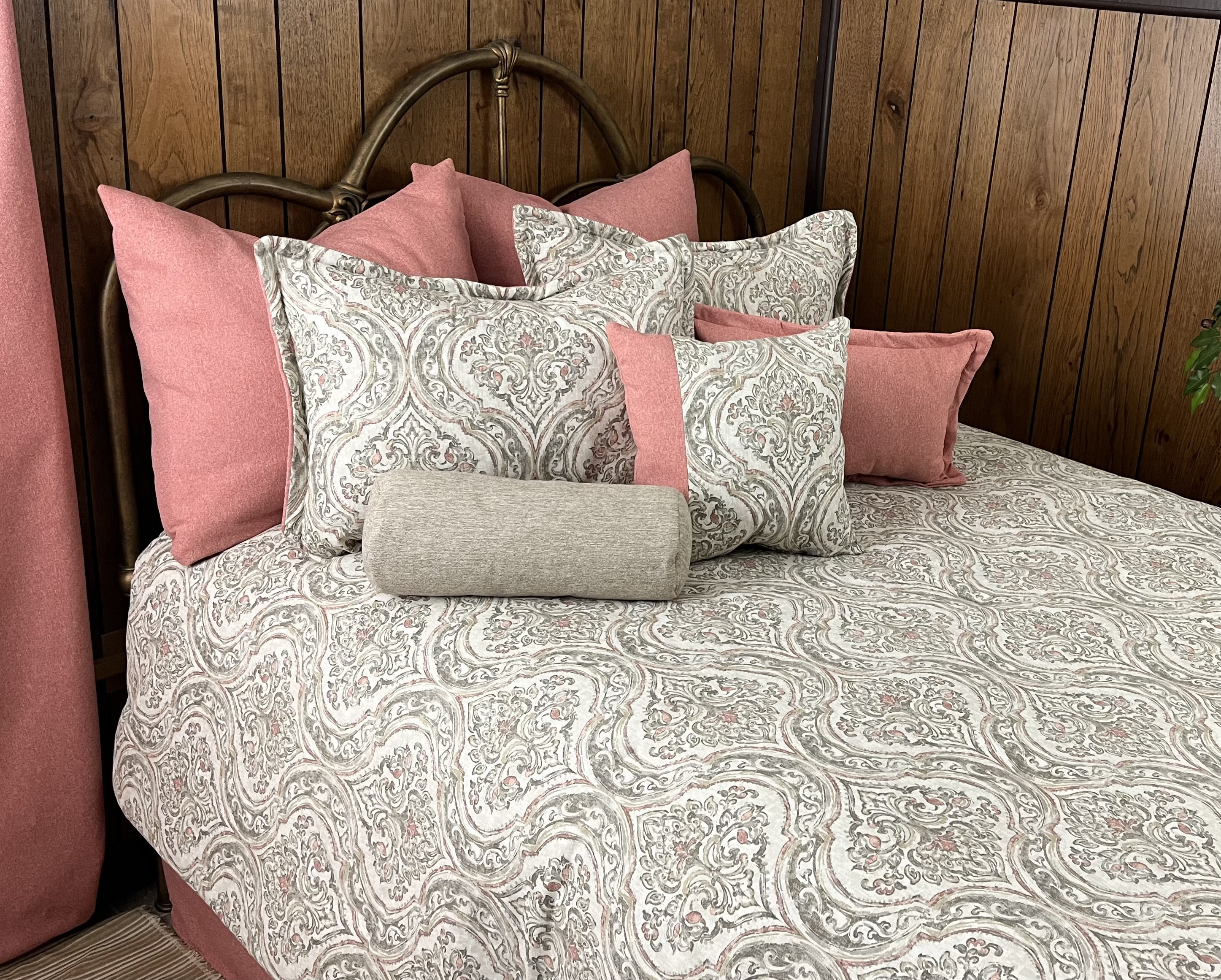 Victor Mill Marsala medallion pink comforter set with bedskirt | Wayfair