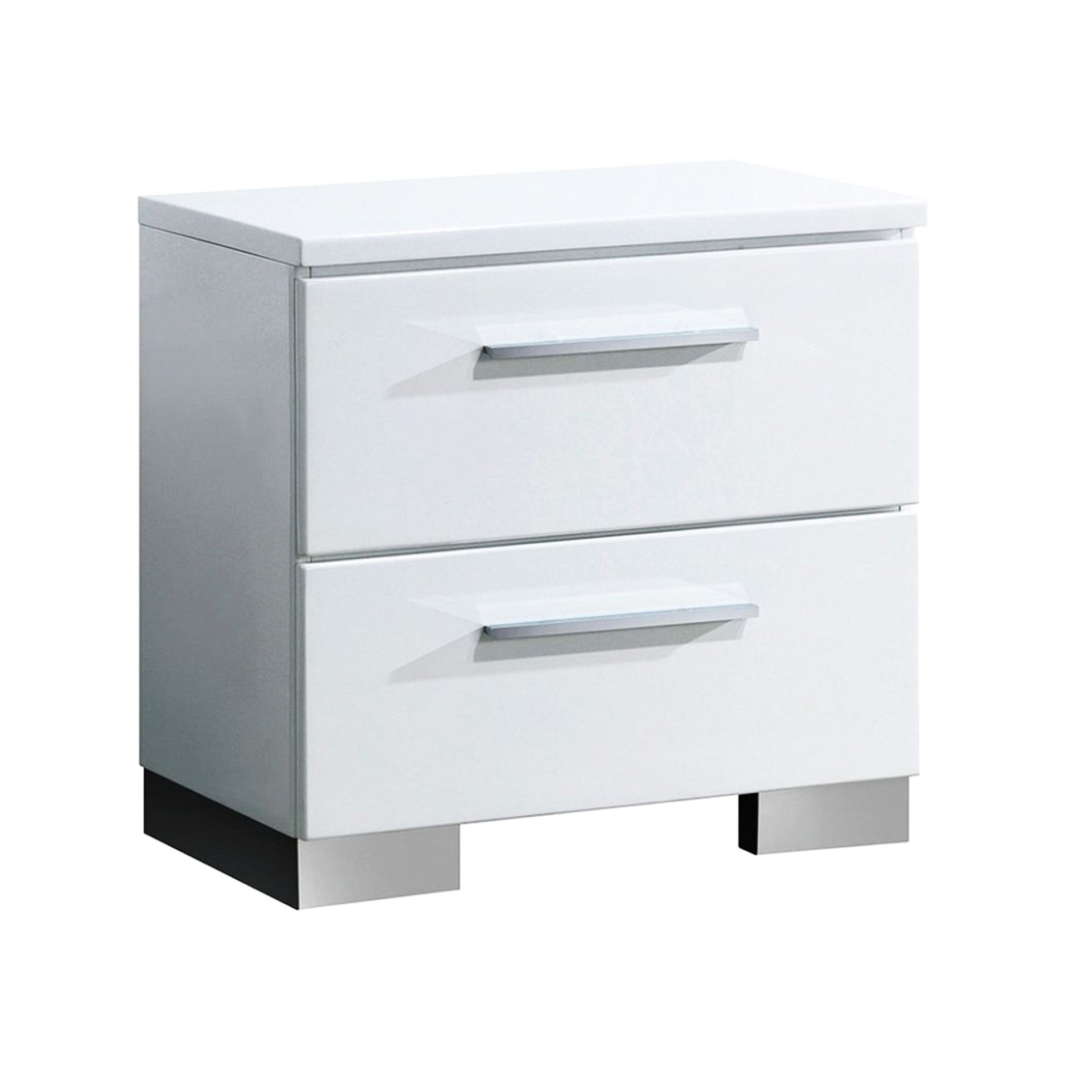 Latitude Run® 2 Drawers Nightstand For Bedroom In Glossy White With ...