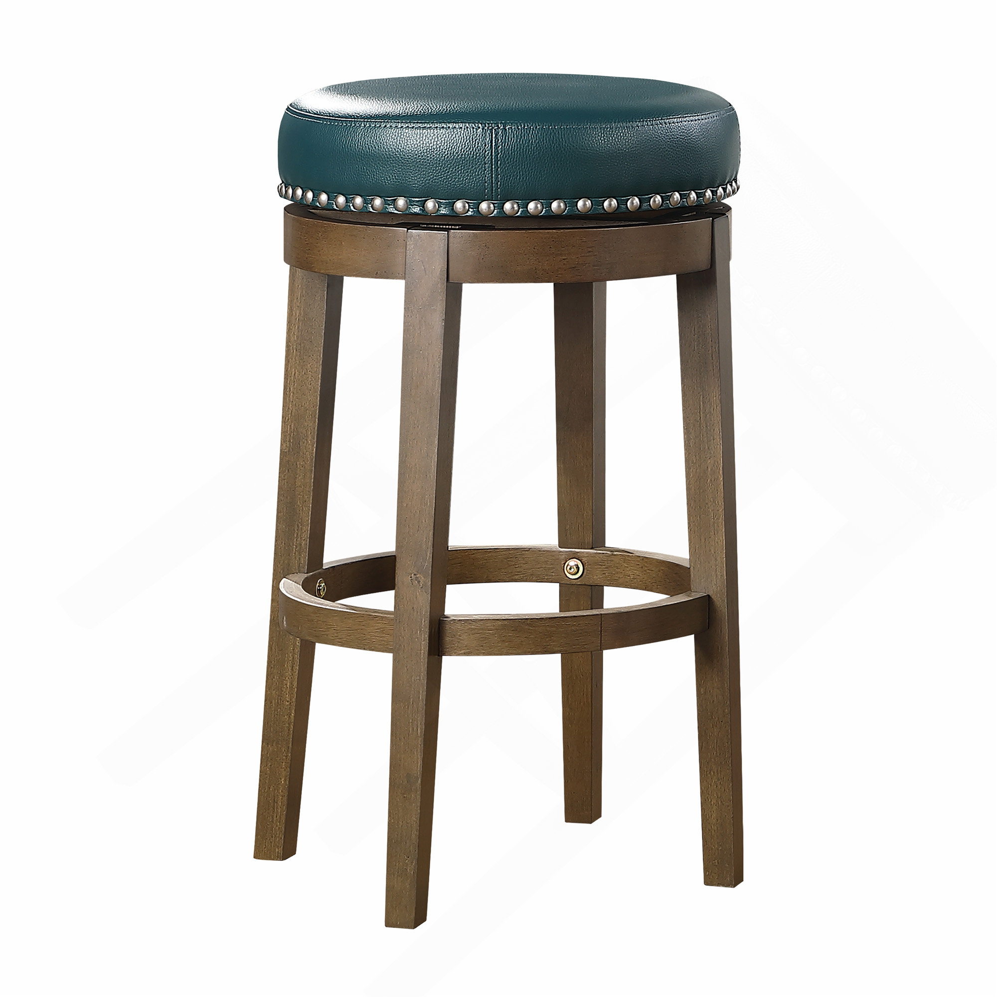 One Allium Way® Round Swivel Bar Stools Set Of 2, Faux Leather 360 ...