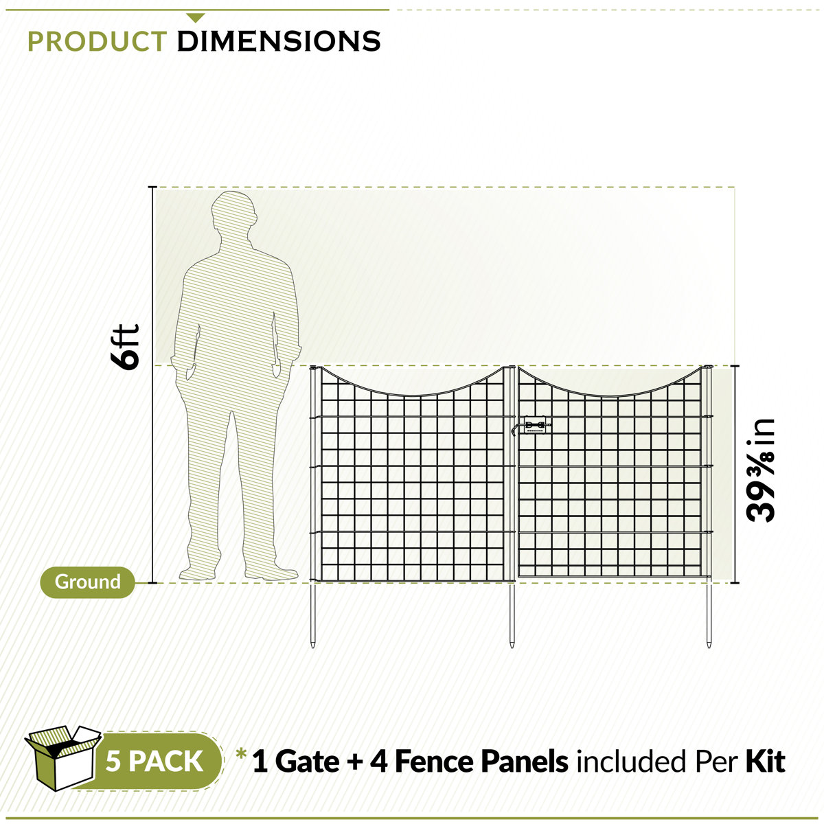 Zippity Outdoor Products 39in H (4 Fence Panels + 1 Gate) No Dig Easy ...