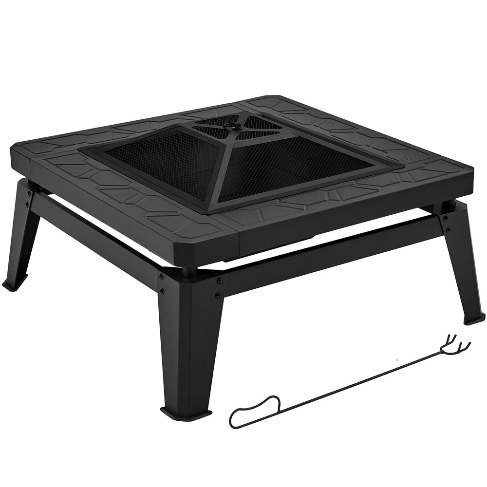 Red Barrel Studio® Graidys 32″ Outdoor Square Fire Pit Futuristic Mecha ...