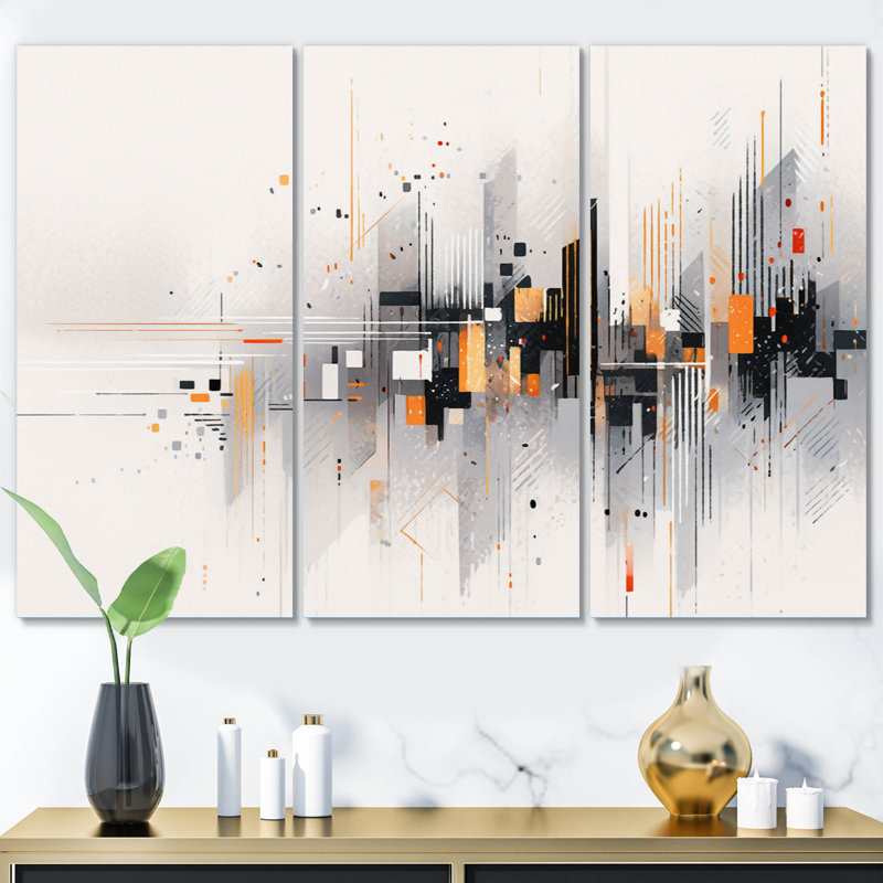 Wrought Studio™ Grey Symmetrical Meets - Cubism Metal Wall Decor Set ...