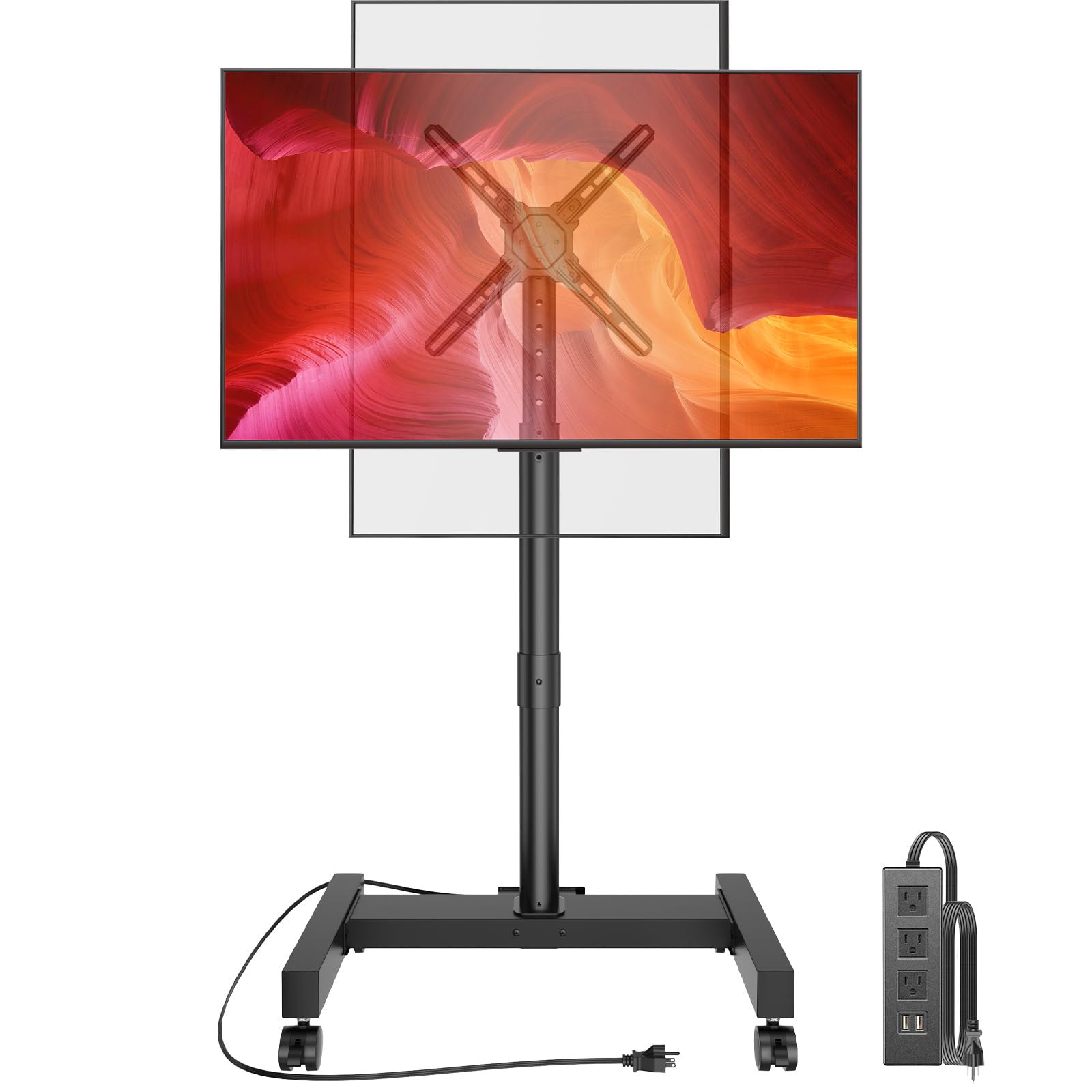 COAHAHA Rolling TV Stand With Power Outlet, Height Adjustable Mobile ...