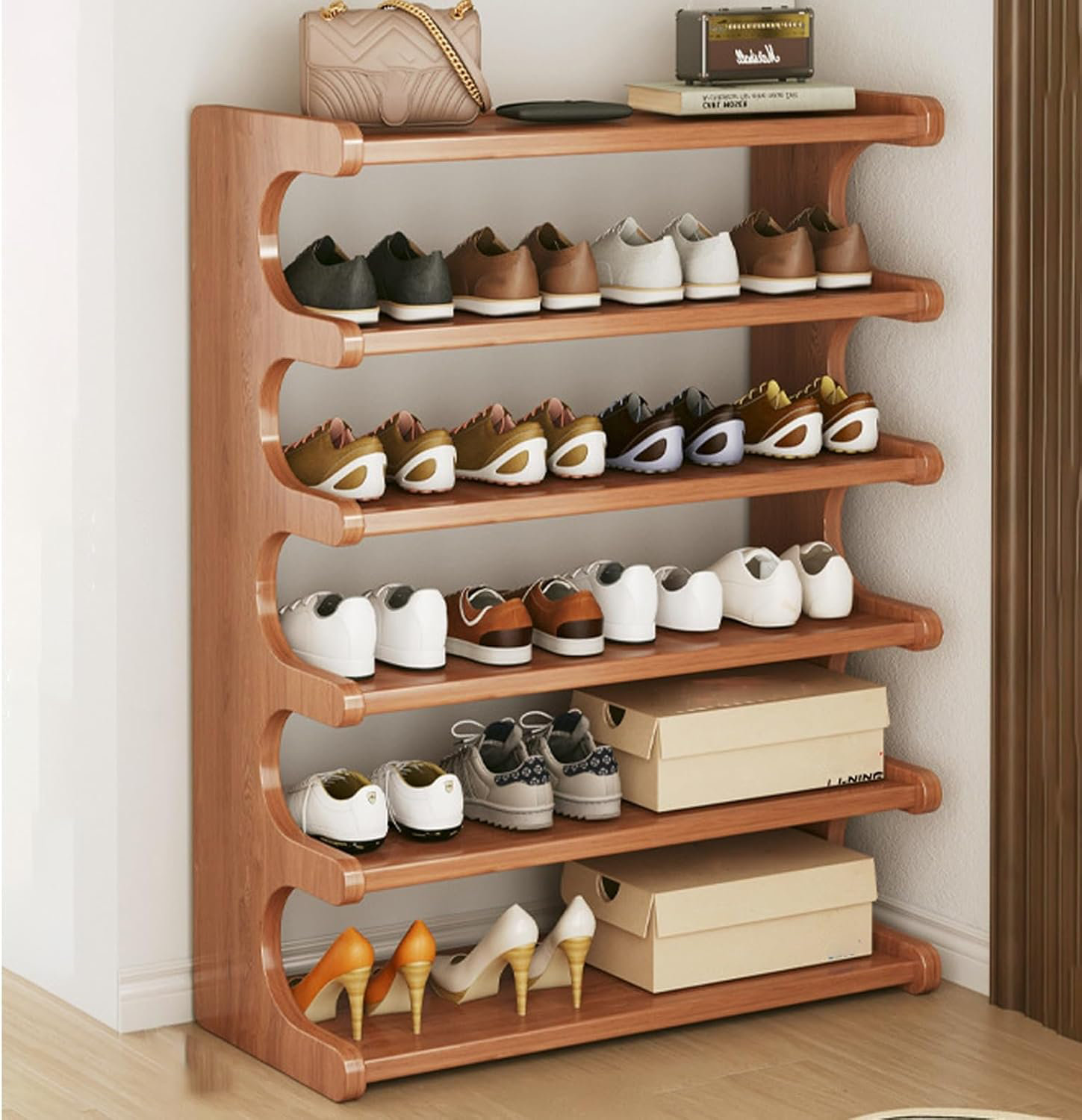 Latitude Run® Brown Multi-Layer Freestanding Space-Saving Bamboo Shoe ...