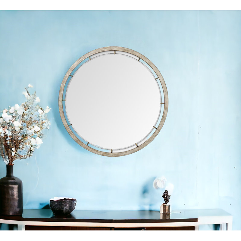 The Twillery Co.® Appling 54" Brown Wood and Metal Round Framed Accent ...