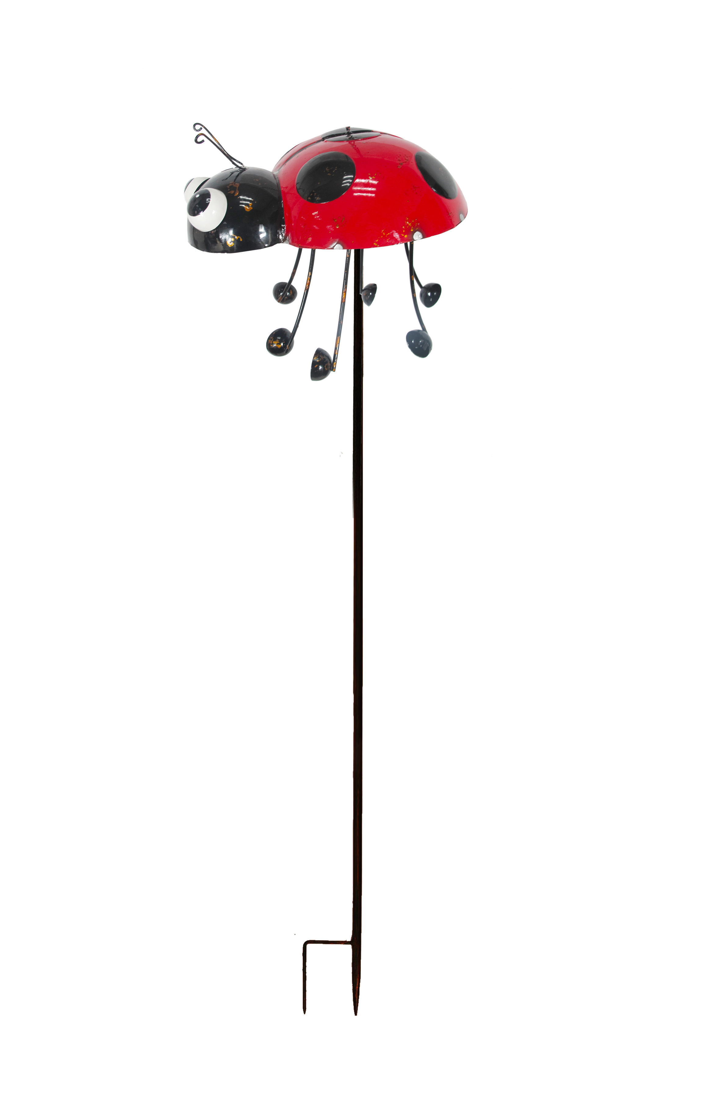 Arlmont & Co. Agamjit Enameled Metal Ladybug Stake W/ Kinetic Spinning ...
