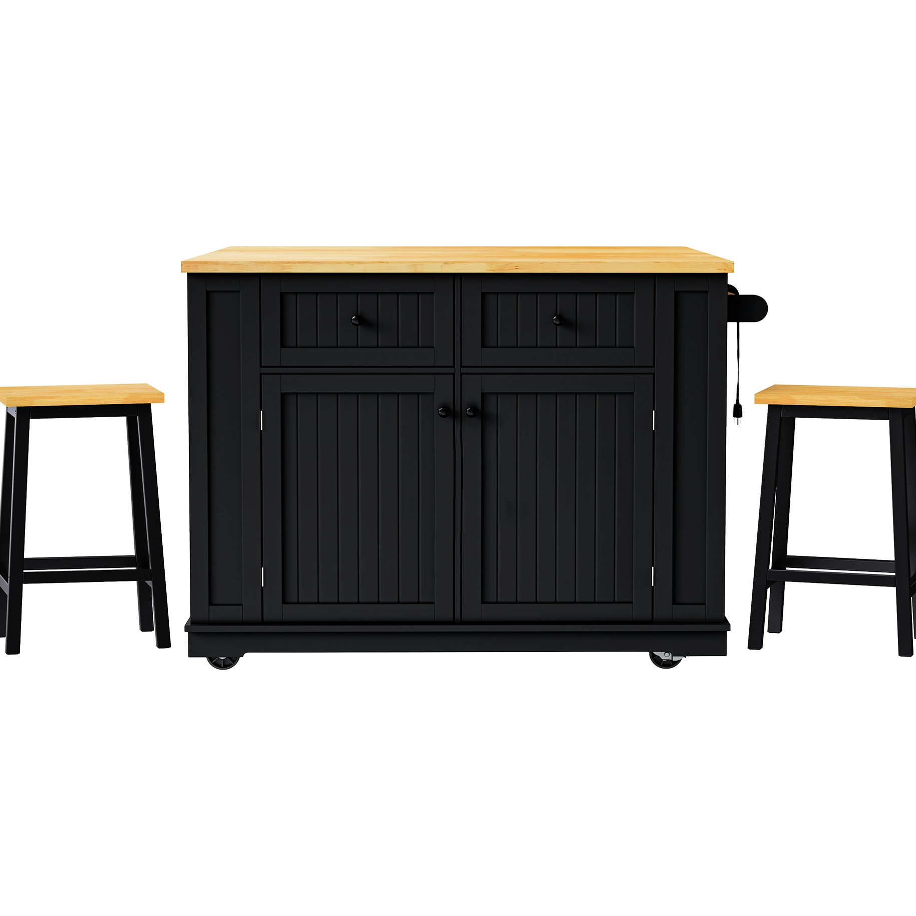 Red Barrel Studio 48-Inch Kitchen Island With 2 Matched Bar Stools, 2 ...