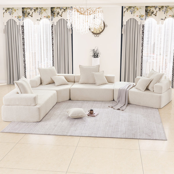Latitude Run® Breydan Oversized Floor Couch Foam-filled Sectional Sofa ...