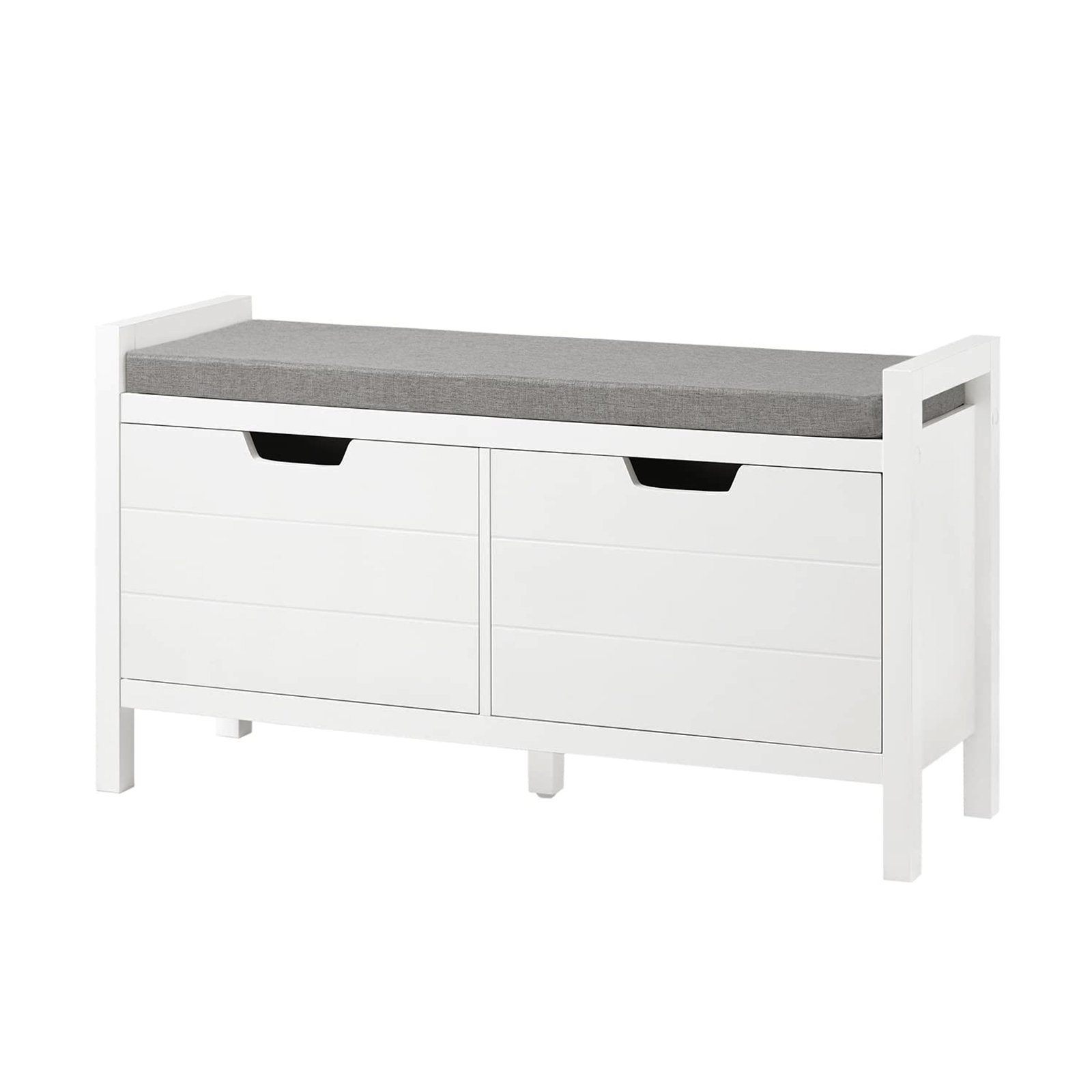 Latitude Run® White Shoe Bench Shoe Rack Shoe Cabinet with Seat Cushion ...