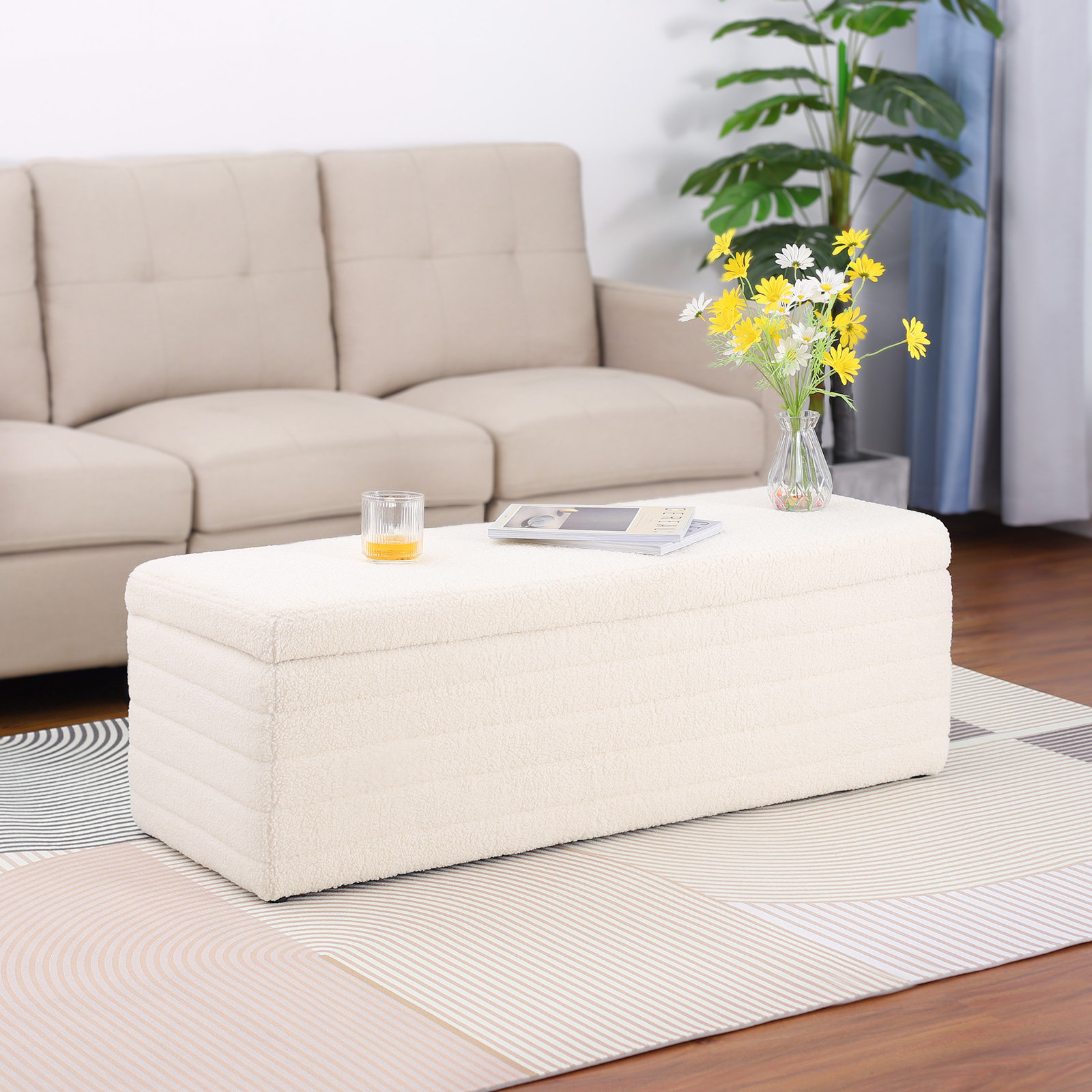 Ivy Bronx Jaquayla Teddy Faux Fur Upholstered Storage Bench & Reviews ...