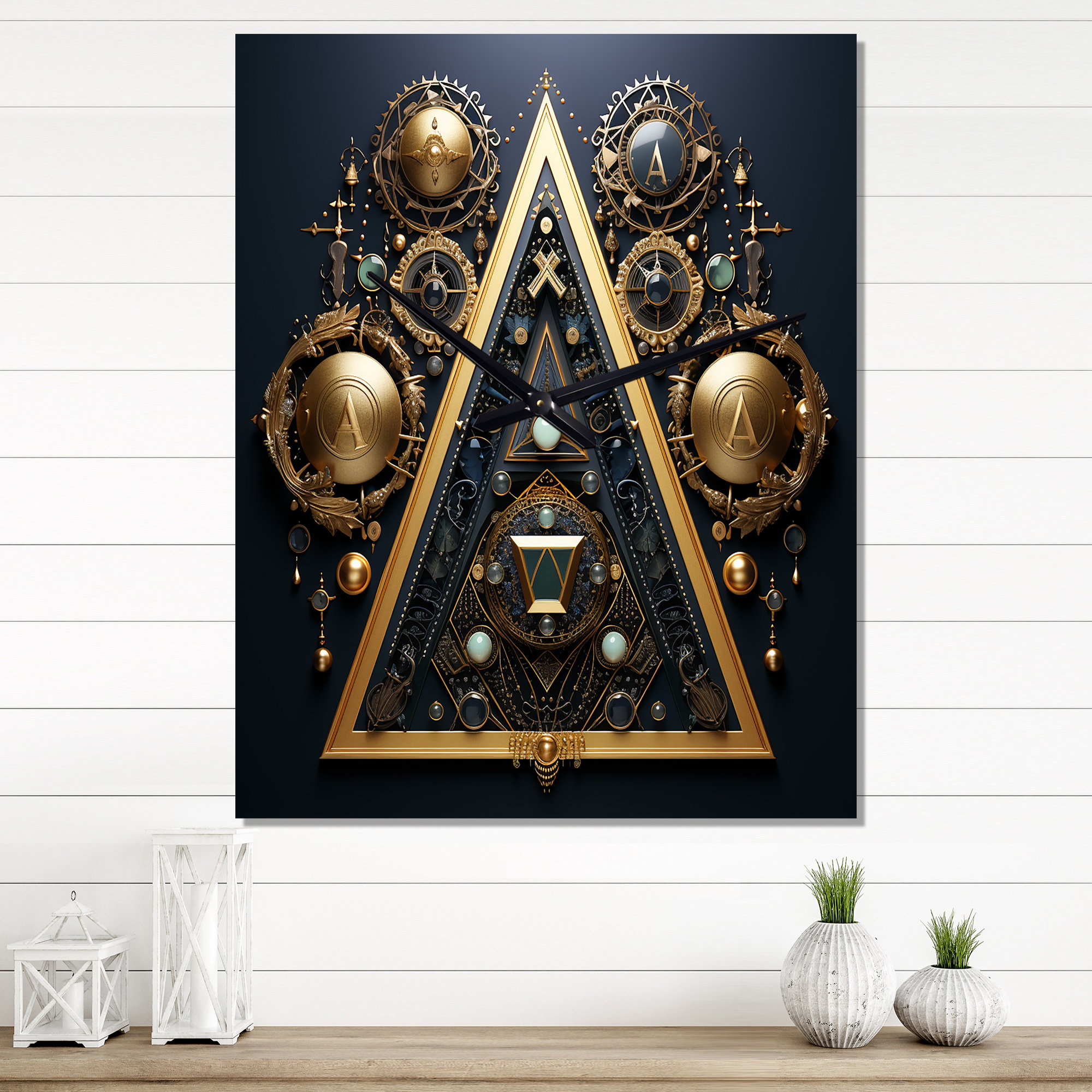 Design Art Ancient Compass Geometric In Gold And Blue V - Modern ...