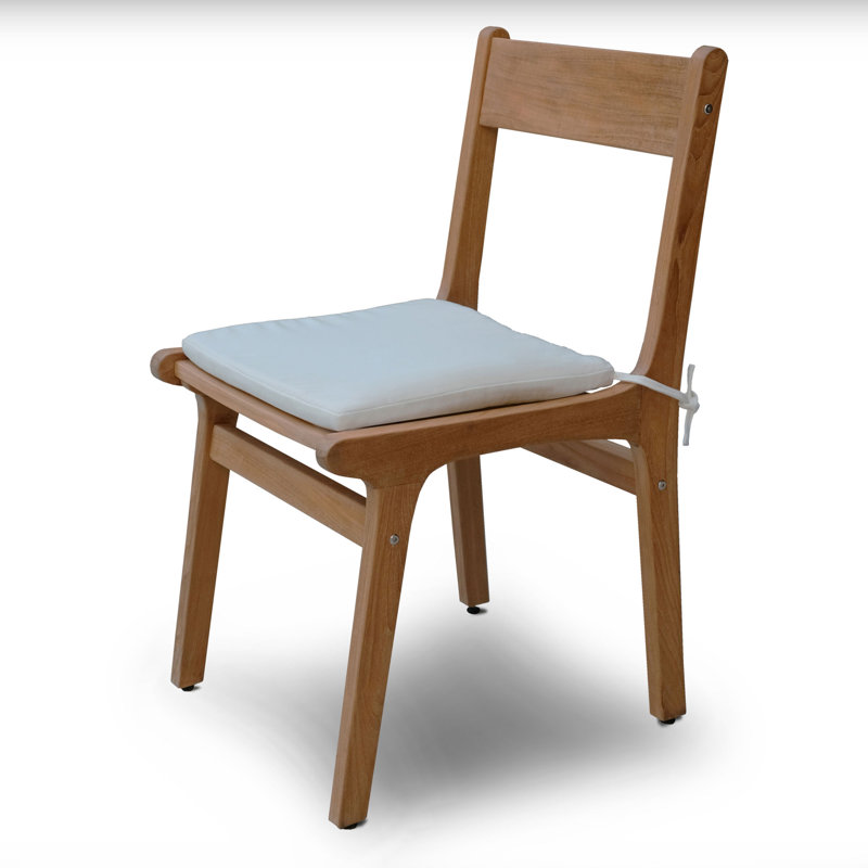 HIGOLD Icoo Outdoor Teak Dining Chairs With White Cushions | Wayfair