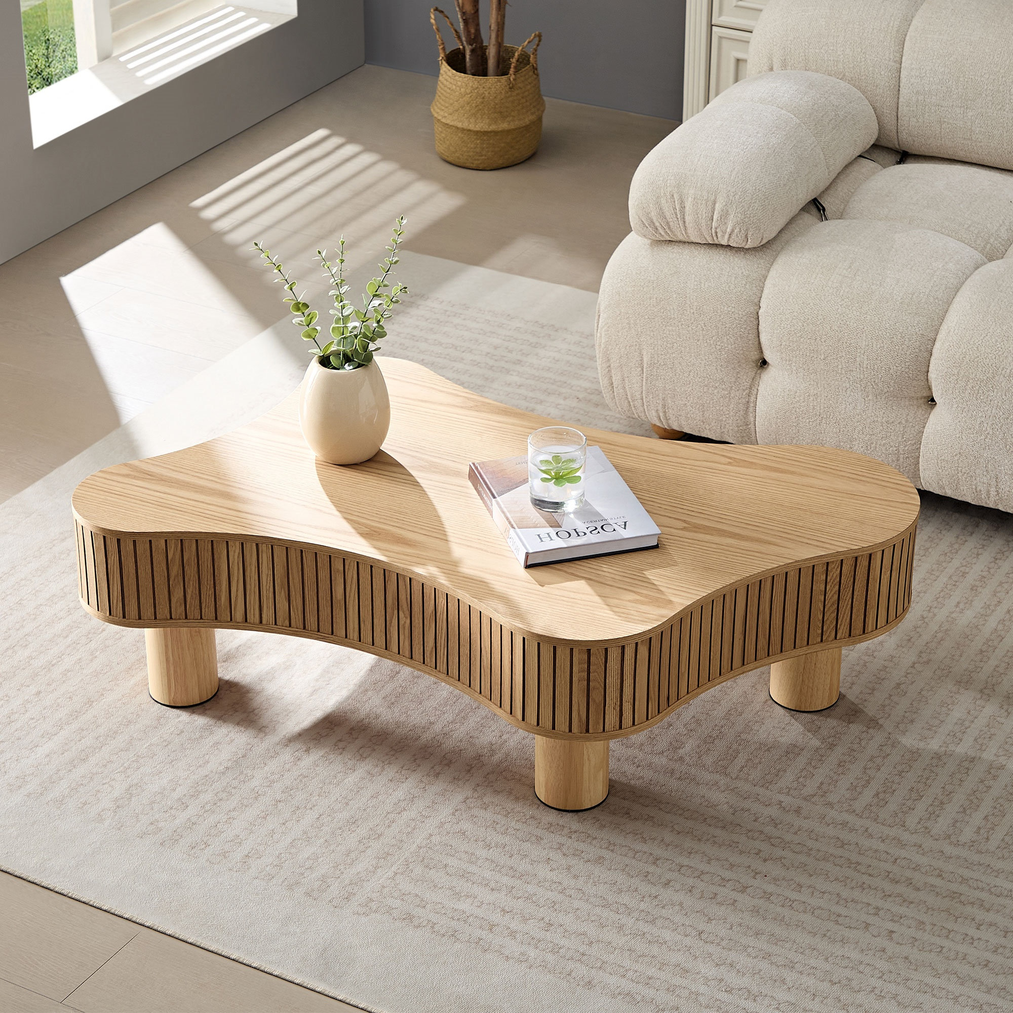 Loon Peak Modern Wooden Handcraft Drum Coffee Table - Wayfair Canada