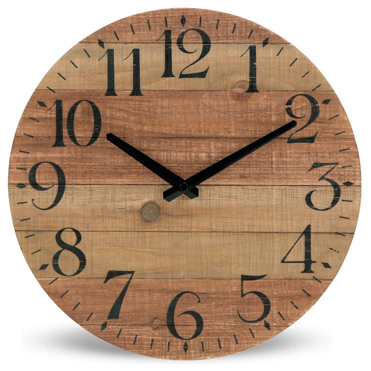 Ophelia & Co. Rustic Farmhouse Wood Wall Clock, Battery Operated Silent ...