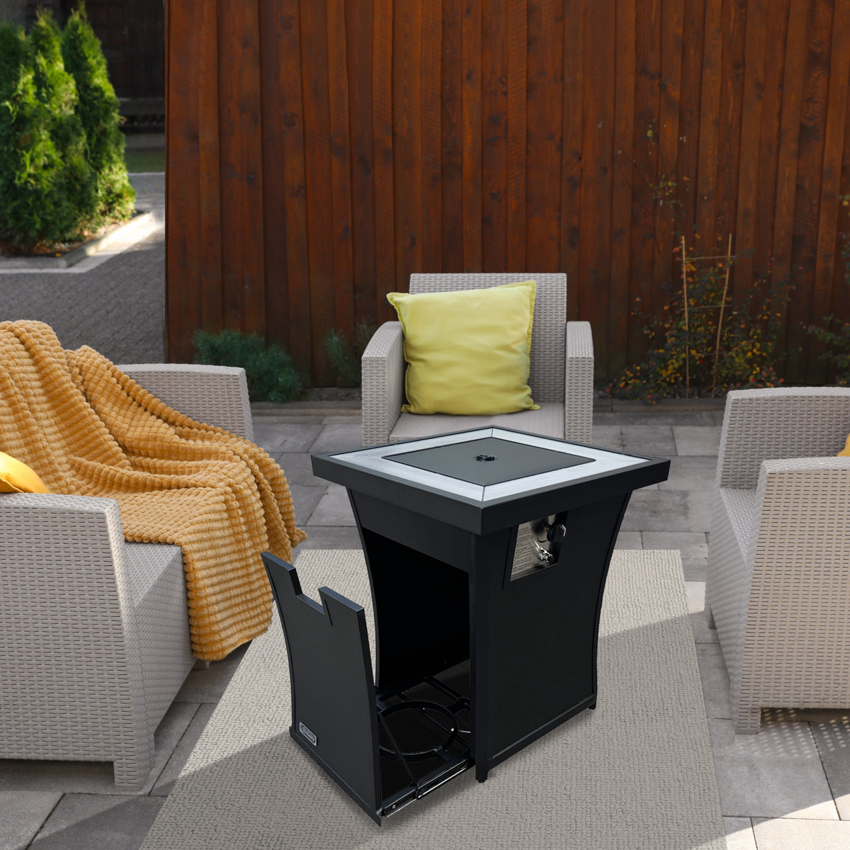 Sunbeam Urban Aluminum Ceramic Top Propane/Natural Gas Column Fire Pit ...
