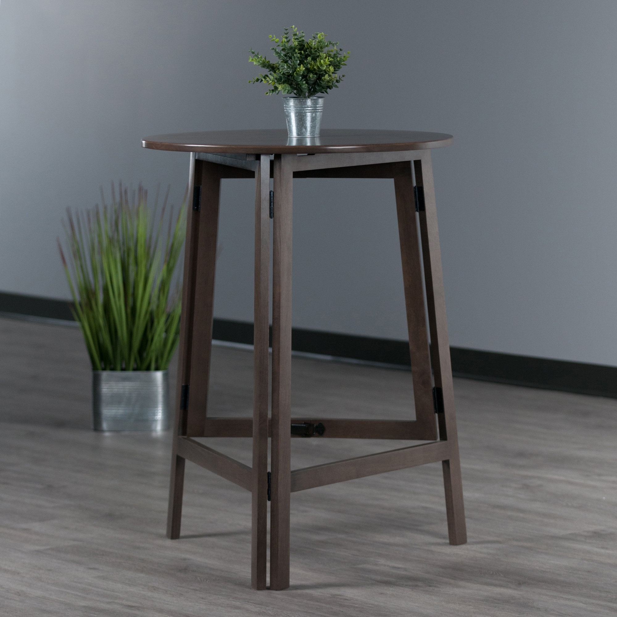 Winston Porter Torrence High Round Table, Oyster Gray | Wayfair