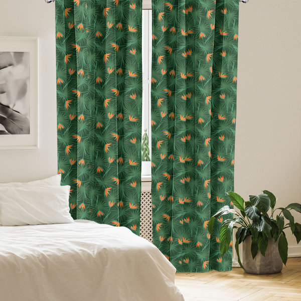 Ambesonne Jungle 4-Panel Curtains, Tropical Rainforest Green and ...