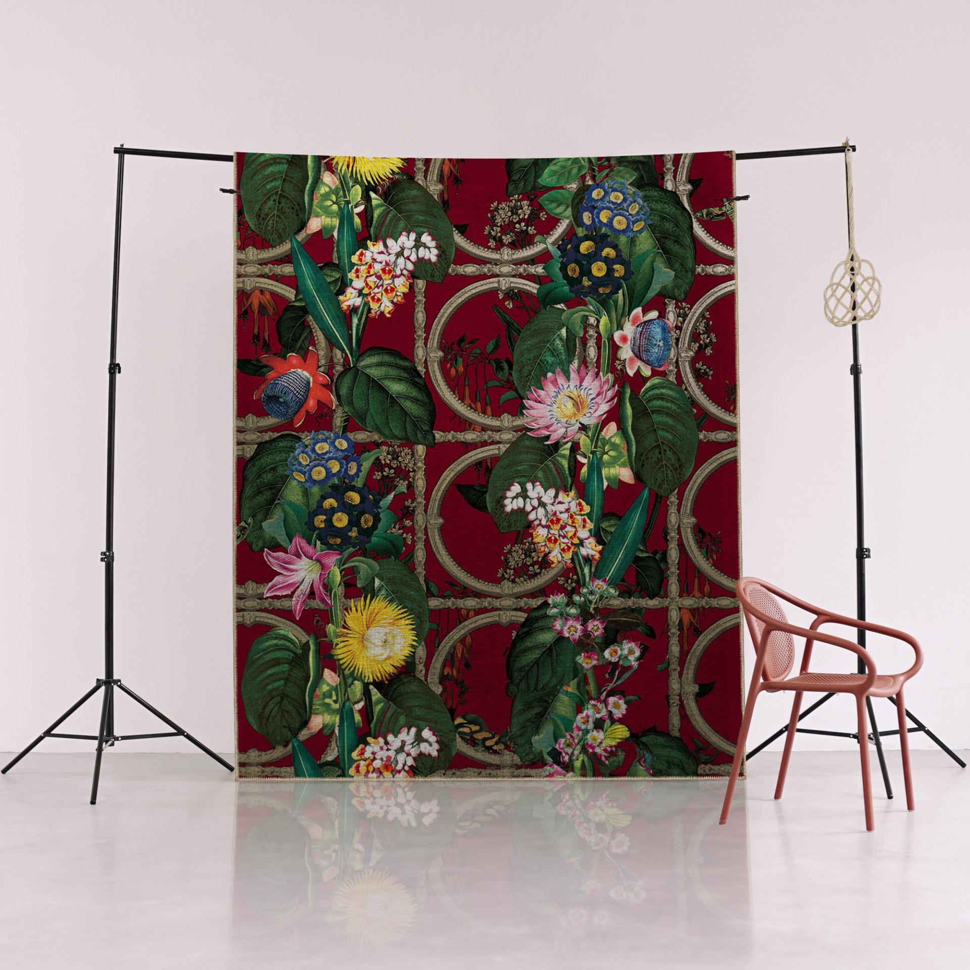 Bloomsbury Market Red-Themed Multi-Colored Floral Vine Patterned Modern ...