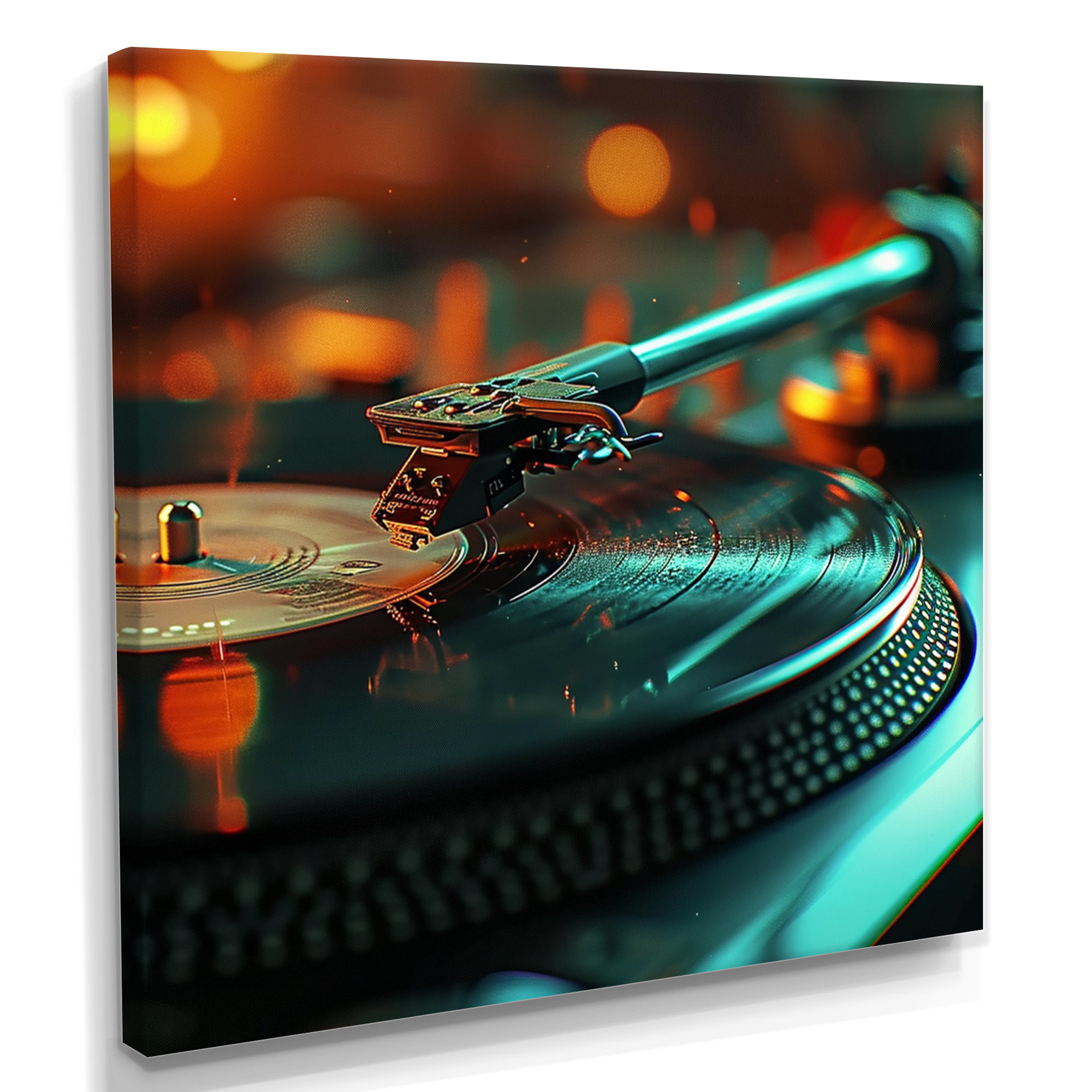 Winston Porter Blue Neon Light On The DJ Table - Turntables & Boom ...