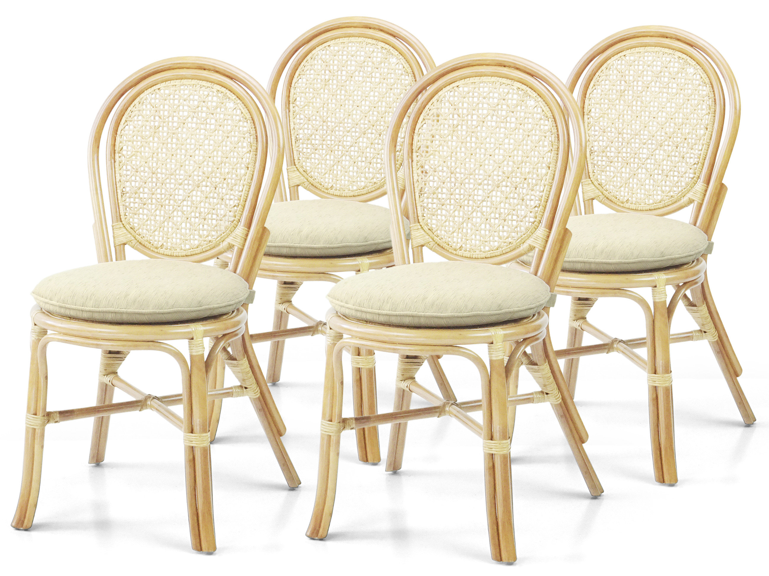 Bayou Breeze 4 Denver Dining Handmade Wicker Side Chair Natural Rattan ...