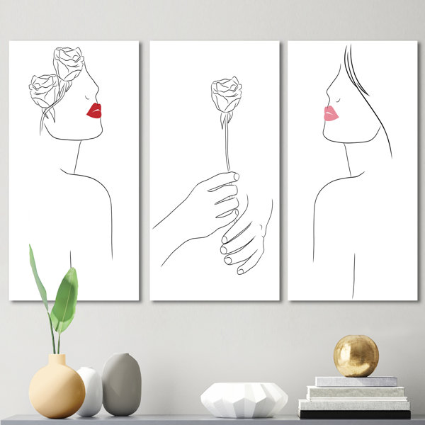 Orren Ellis " Scandinavian Woman Face I " 3 - Pieces on Canvas ...