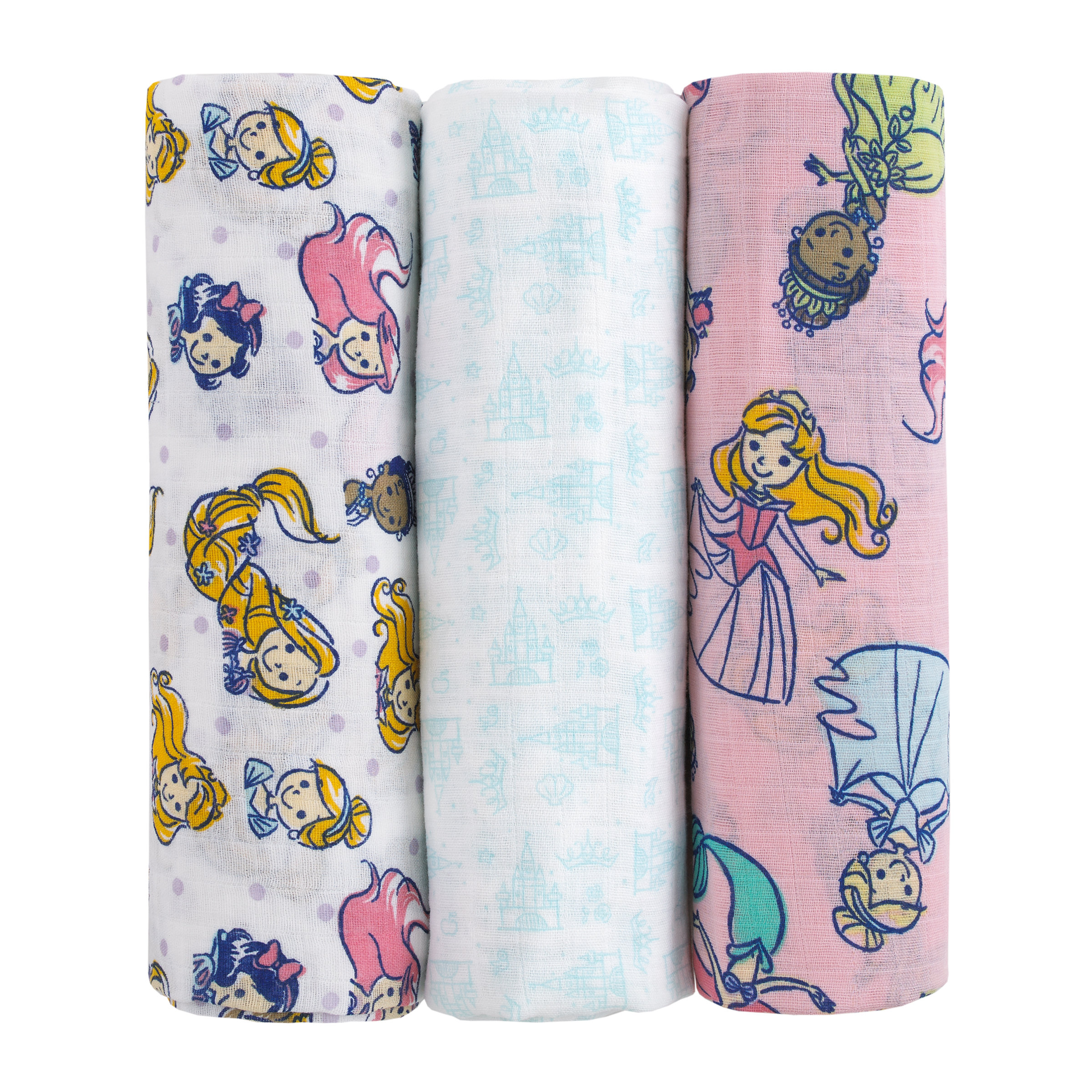 Disney NoJo Disney Princesses 3 Piece Muslin Swaddle Baby Blanket Set ...