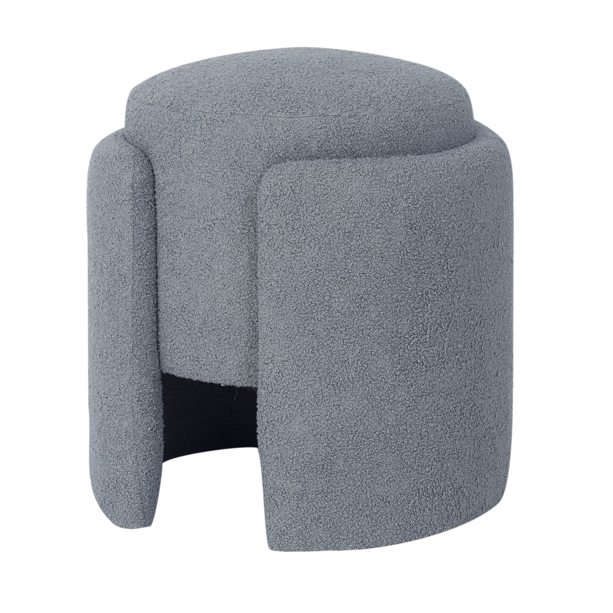 Ebern Designs Nowata Teddy Fleece Boucle Upholstered Ottoman Stool ...