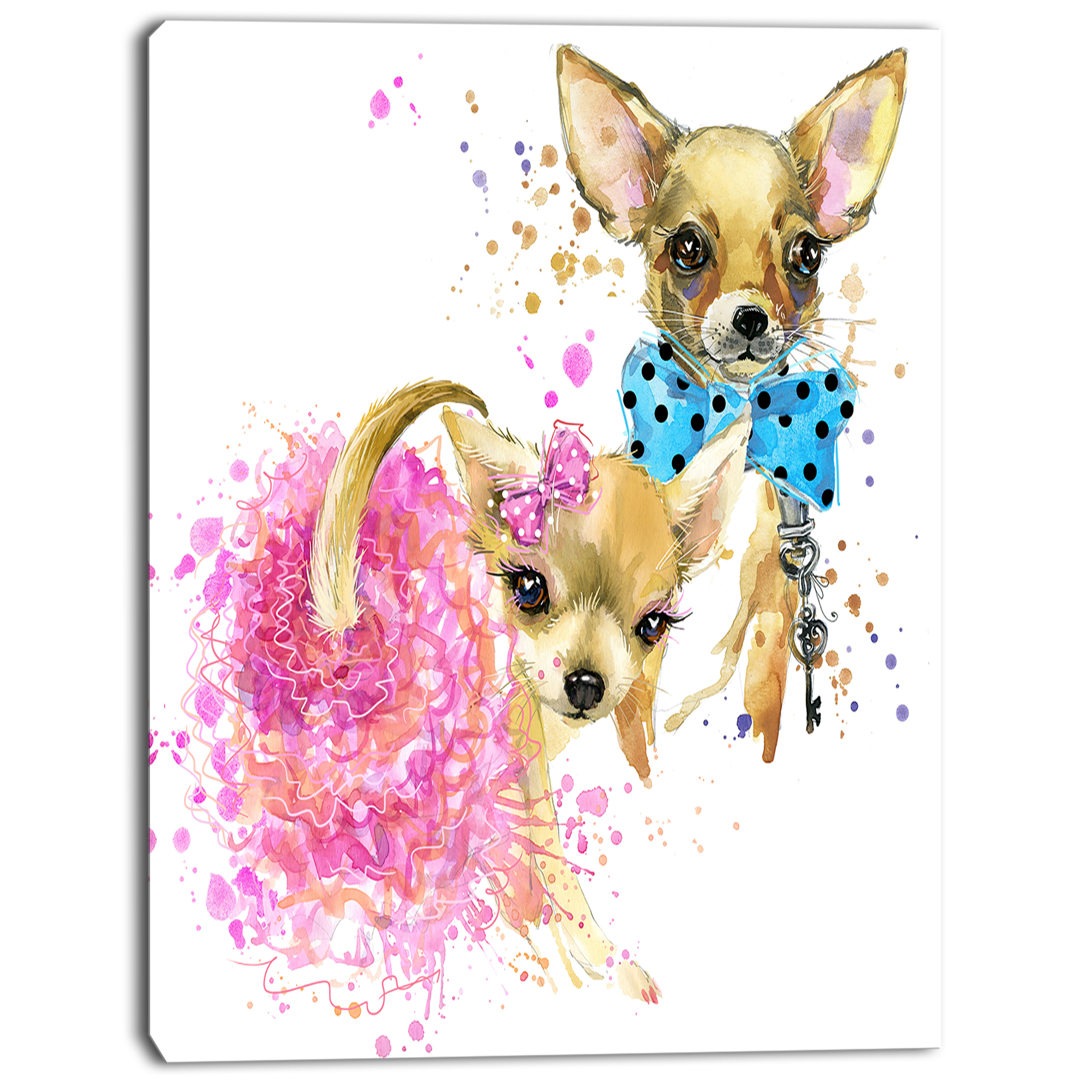 Design Art 'Bridge and Groom Dog Illustration' Painting Print on ...