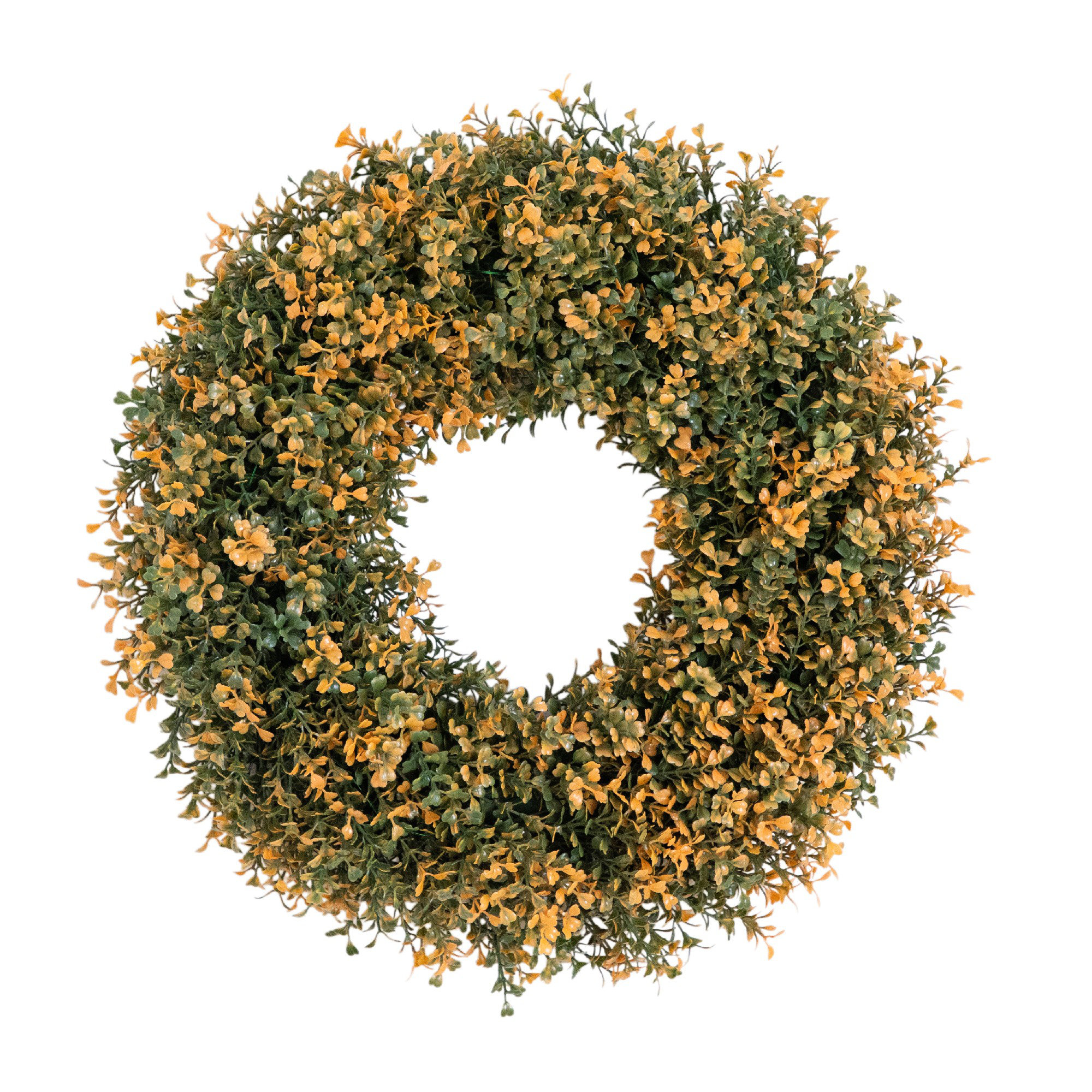 Charlton Home® 18In. Pre-Lit Autumn Boxwood Artificial Fall Wreath With ...