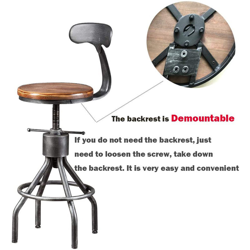 Williston Forge Bliven Swivel Solid Wood Adjustable Height Stool ...
