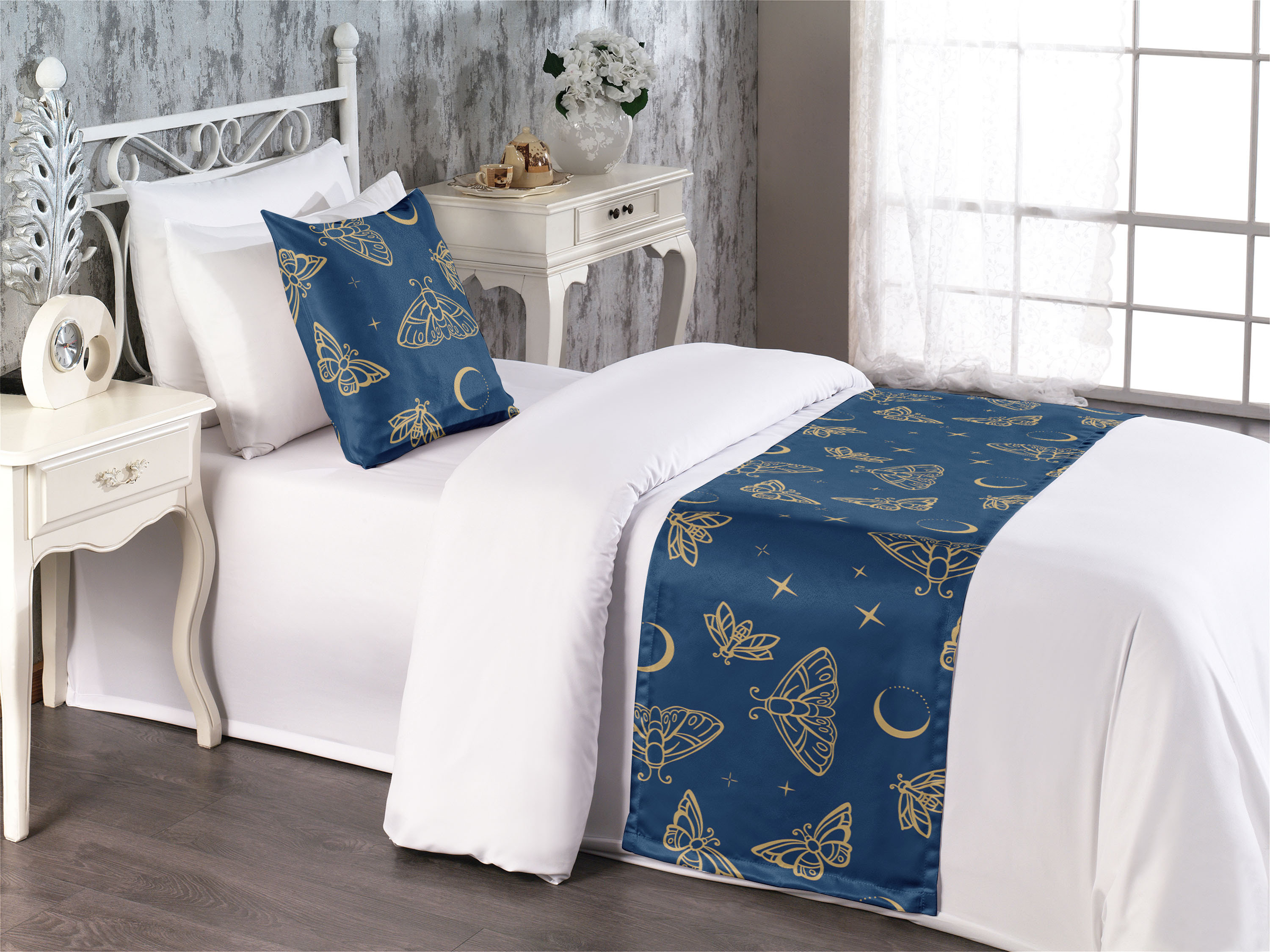 Ambesonne Astrology Bed Runner Set Boho Moon Star Artwork Dark Lavender ...