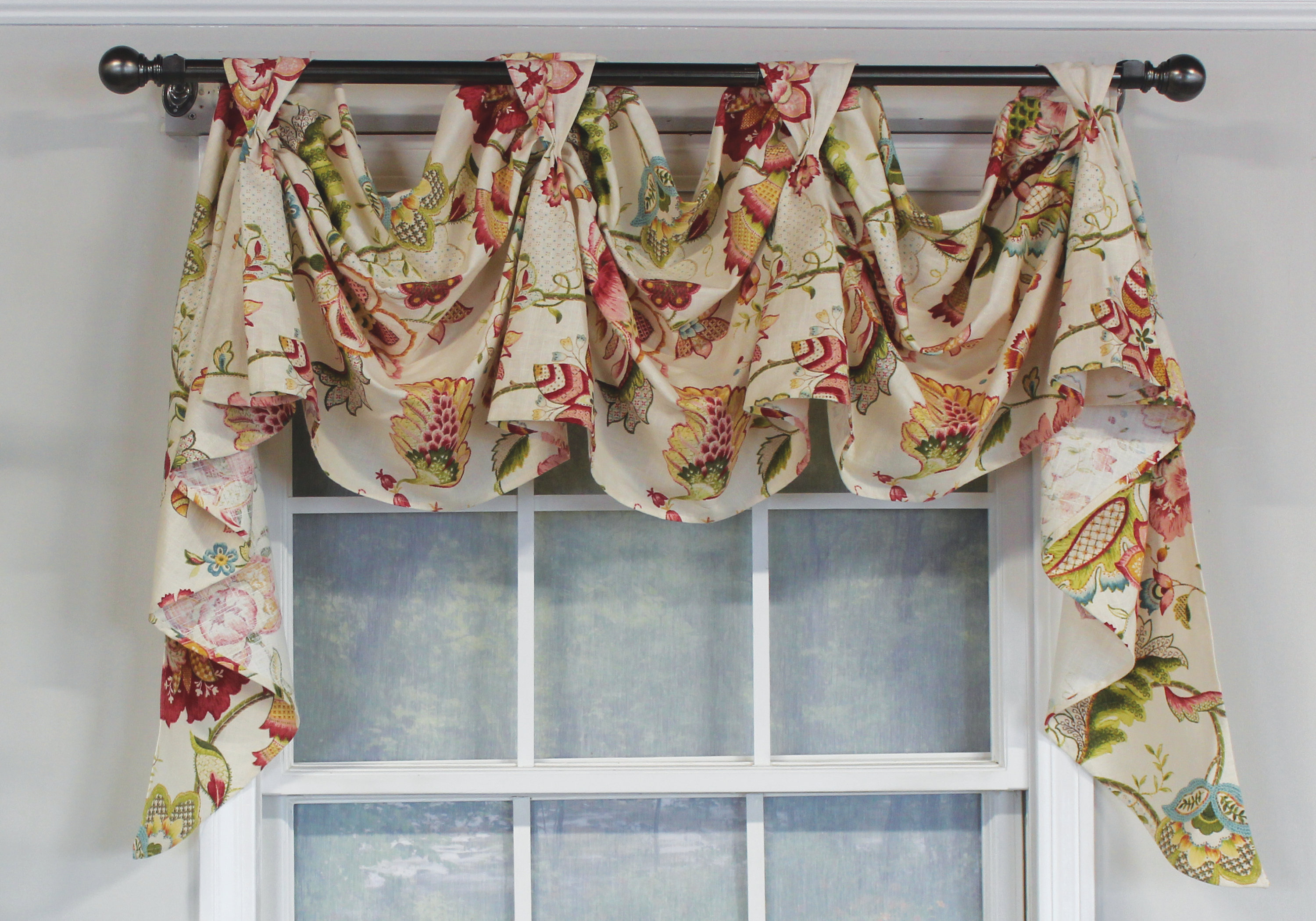 RLF Home Ophelia Blossom Rose 3-Scoop Victory Swag Windows up to 45" W ...