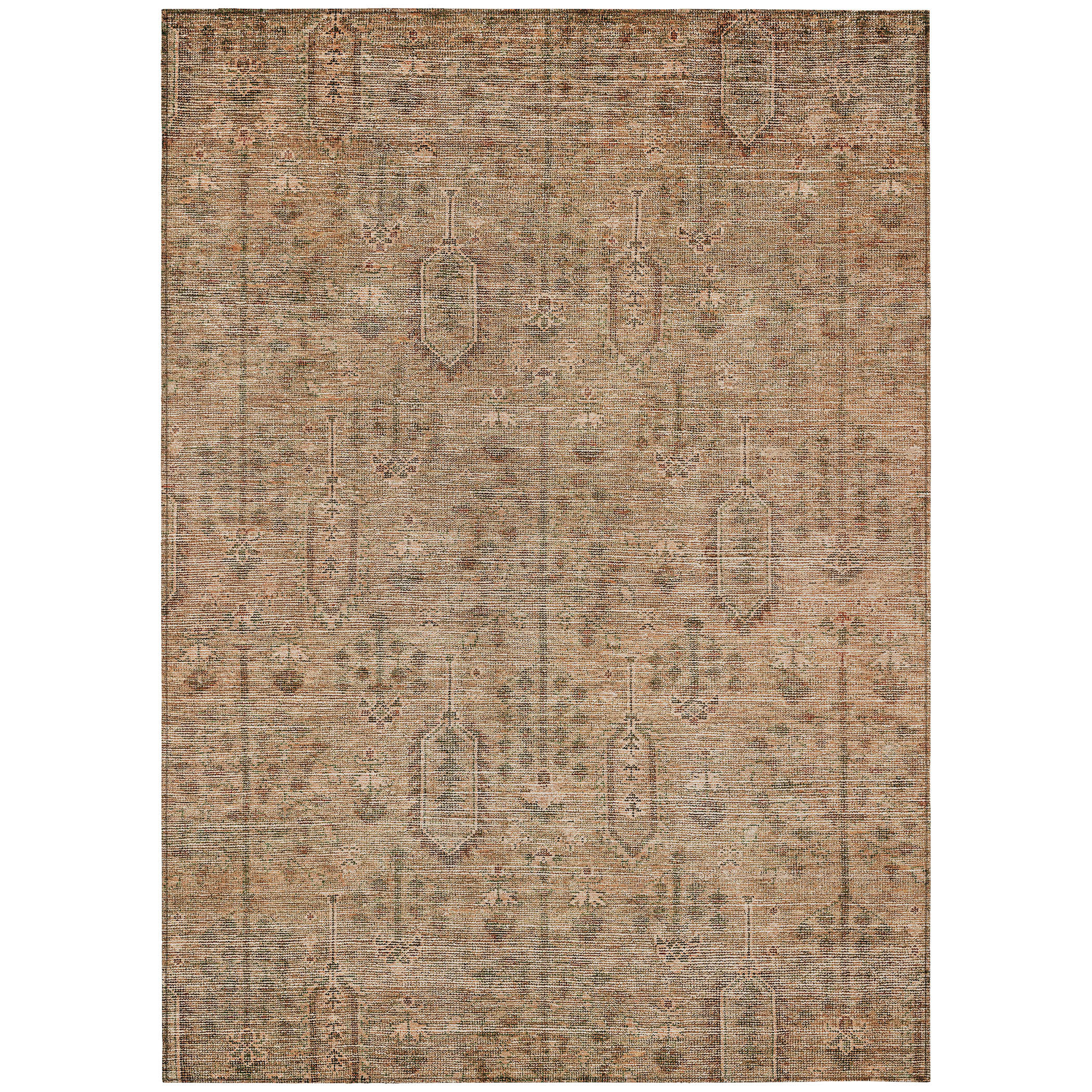 HomeRoots 8' X 10' Terra Cotta And Copper Southwestern Washable Indoor ...