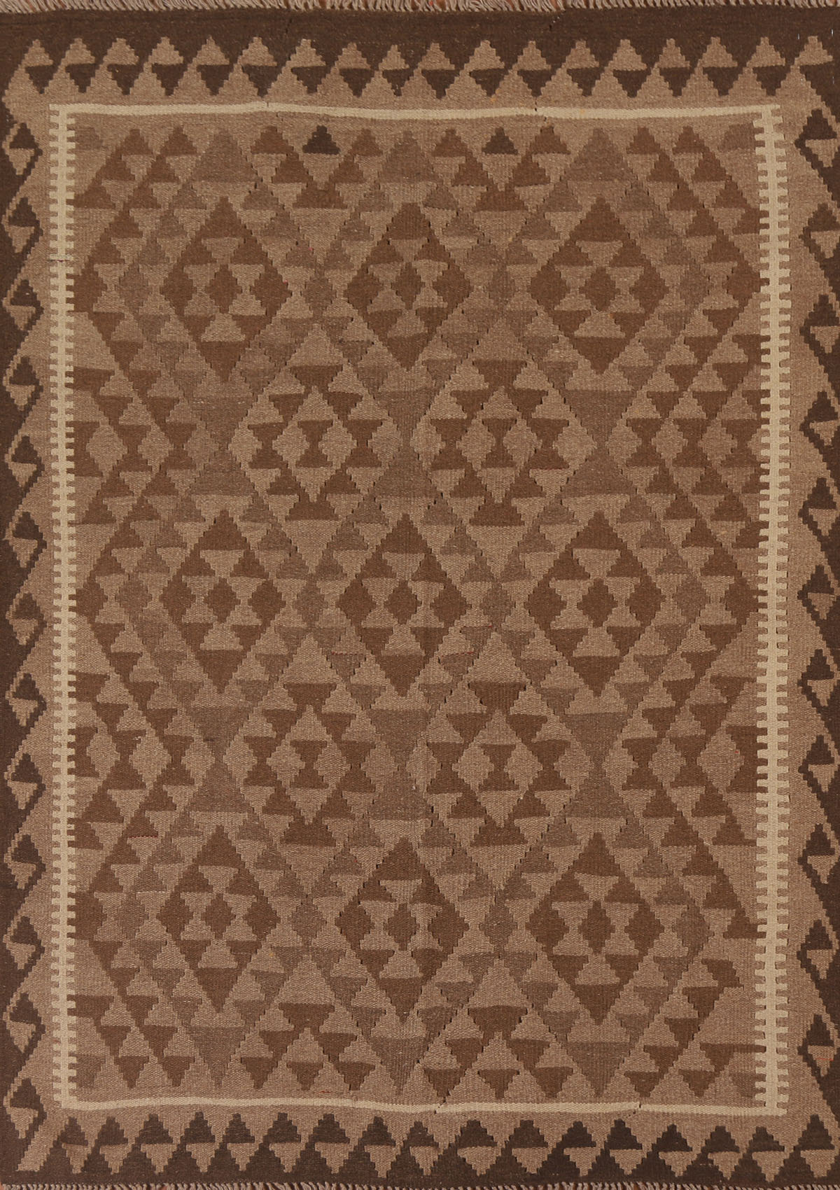 Dakota Fields Reversible Kilim Brown Wool Area Rug 5x7 | Wayfair