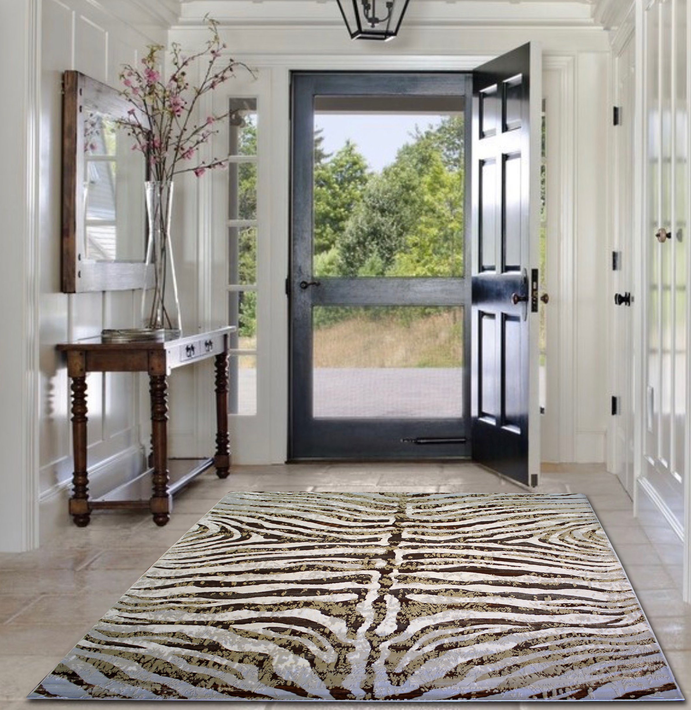 Mercer41 Dasher Abstract Beige/Gray Zebra Area Rug | Wayfair