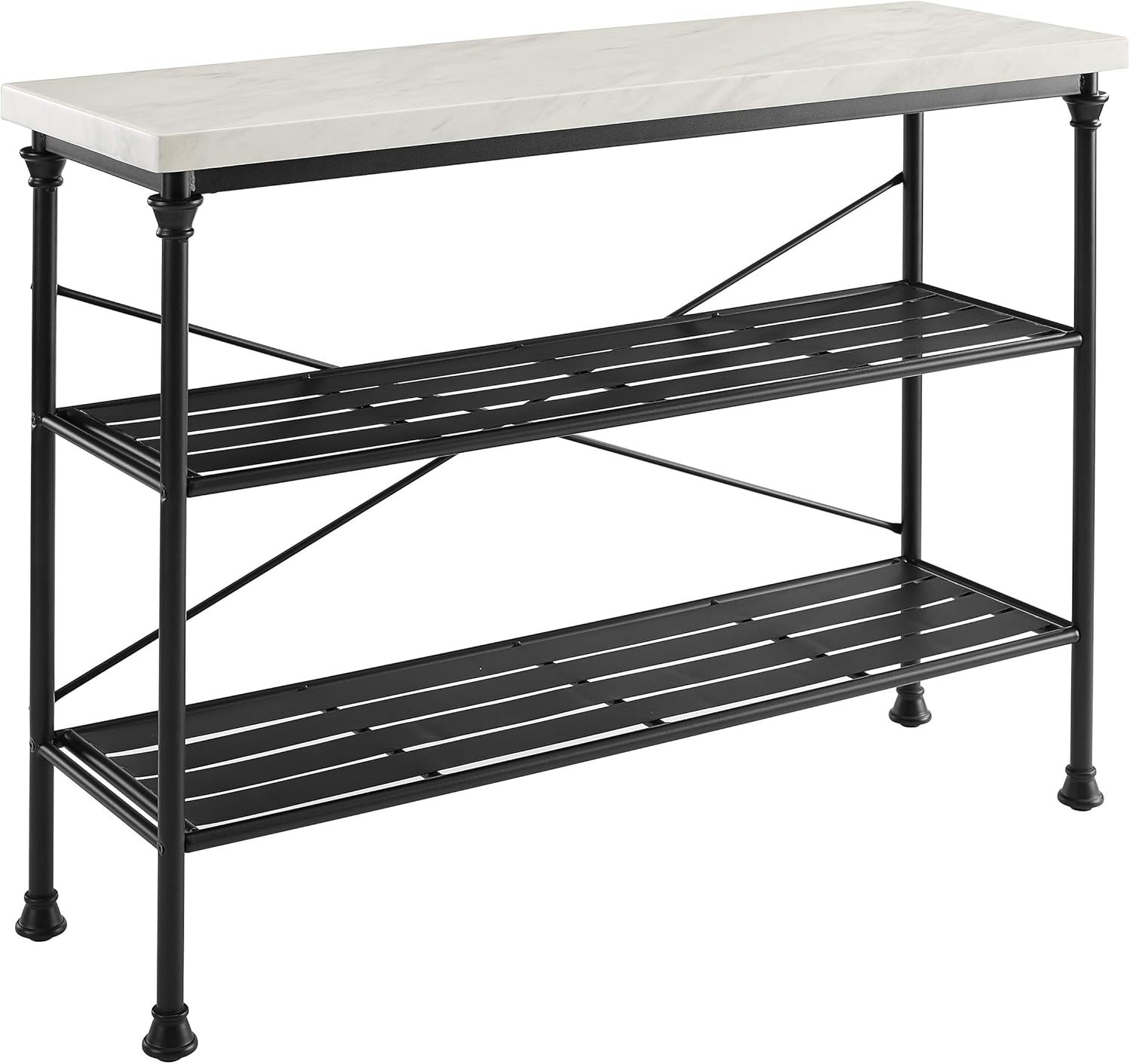 17 Stories Industrial Style Console Table With Faux Marble Top And Open ...
