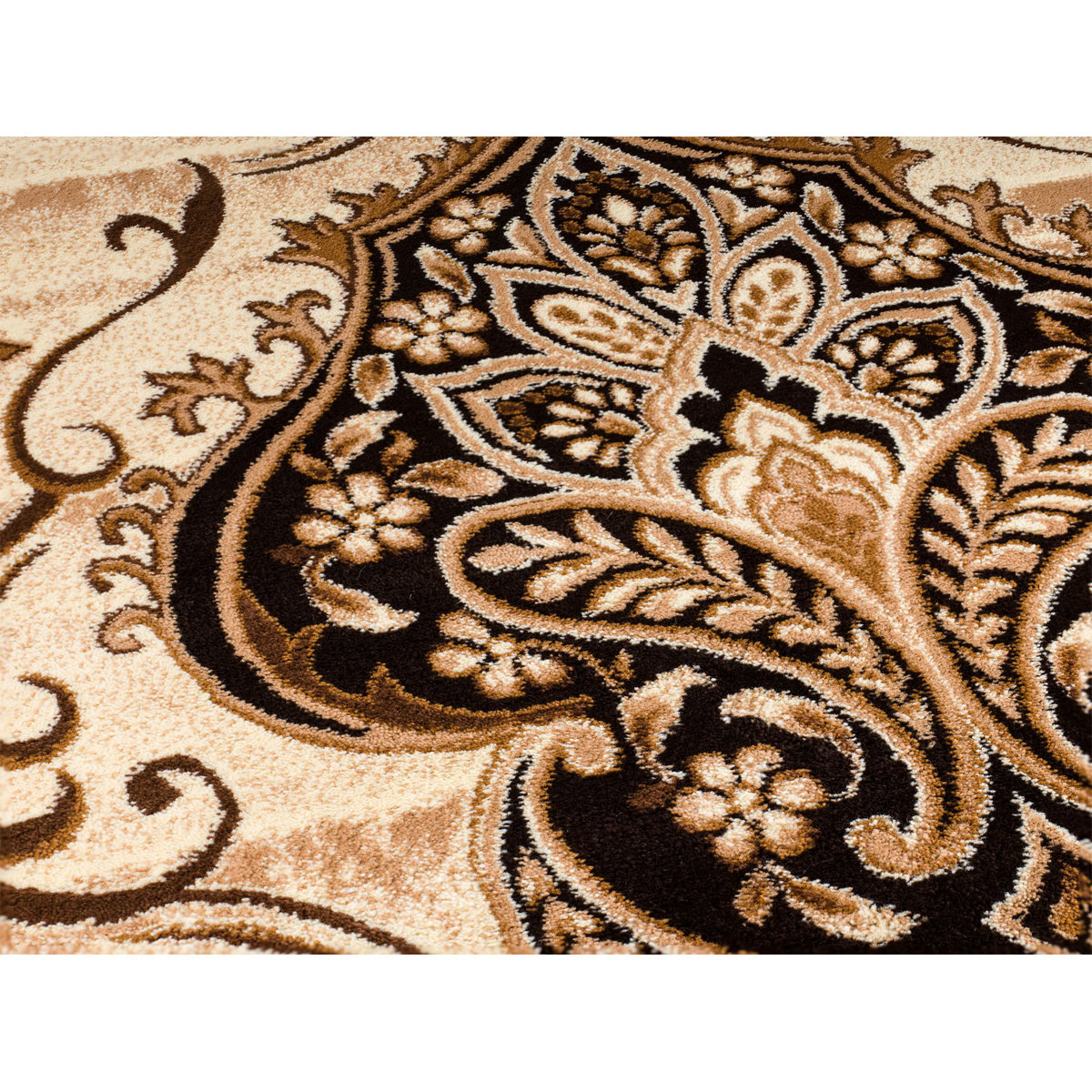 Charlton Home® Runner Ertem Damask Power Loom Dark Brown/Cream/Tan ...