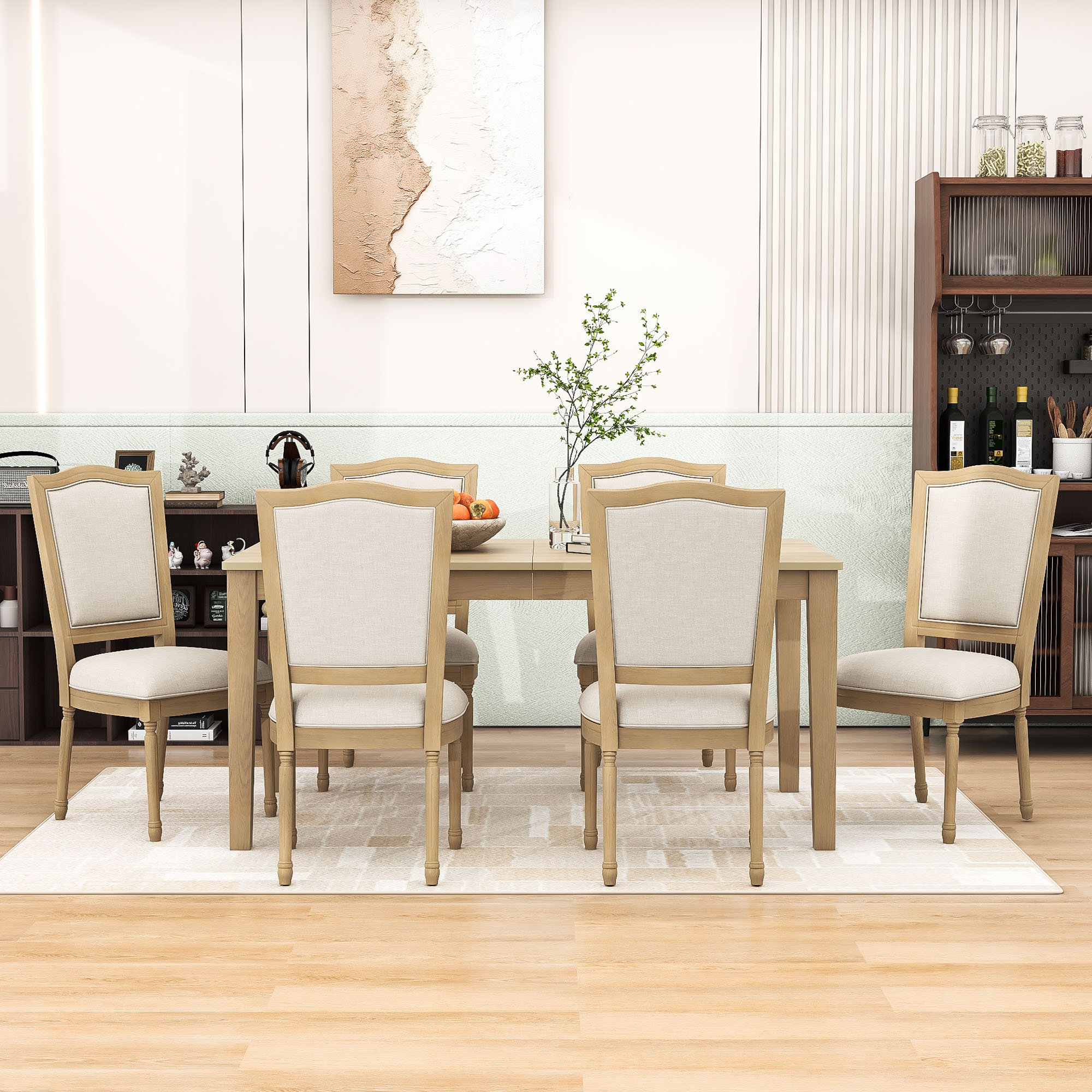 Alcott Hill® Farmhouse 7-Piece Dining Set, Extendable Dining Table with ...