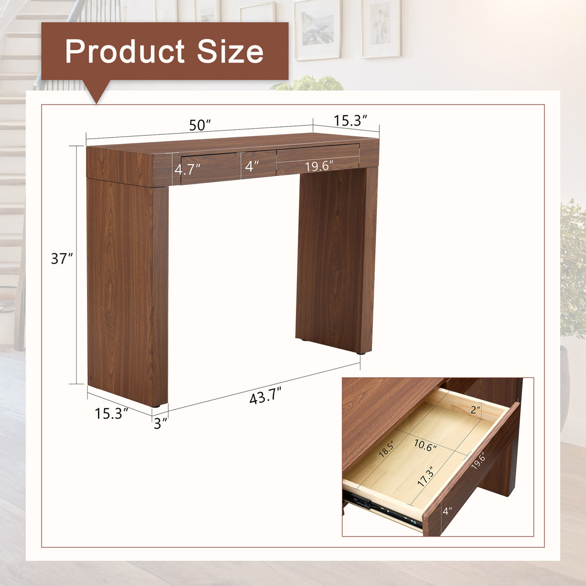 Latitude Run® 50" Console Table with 2 Drawer | Wayfair