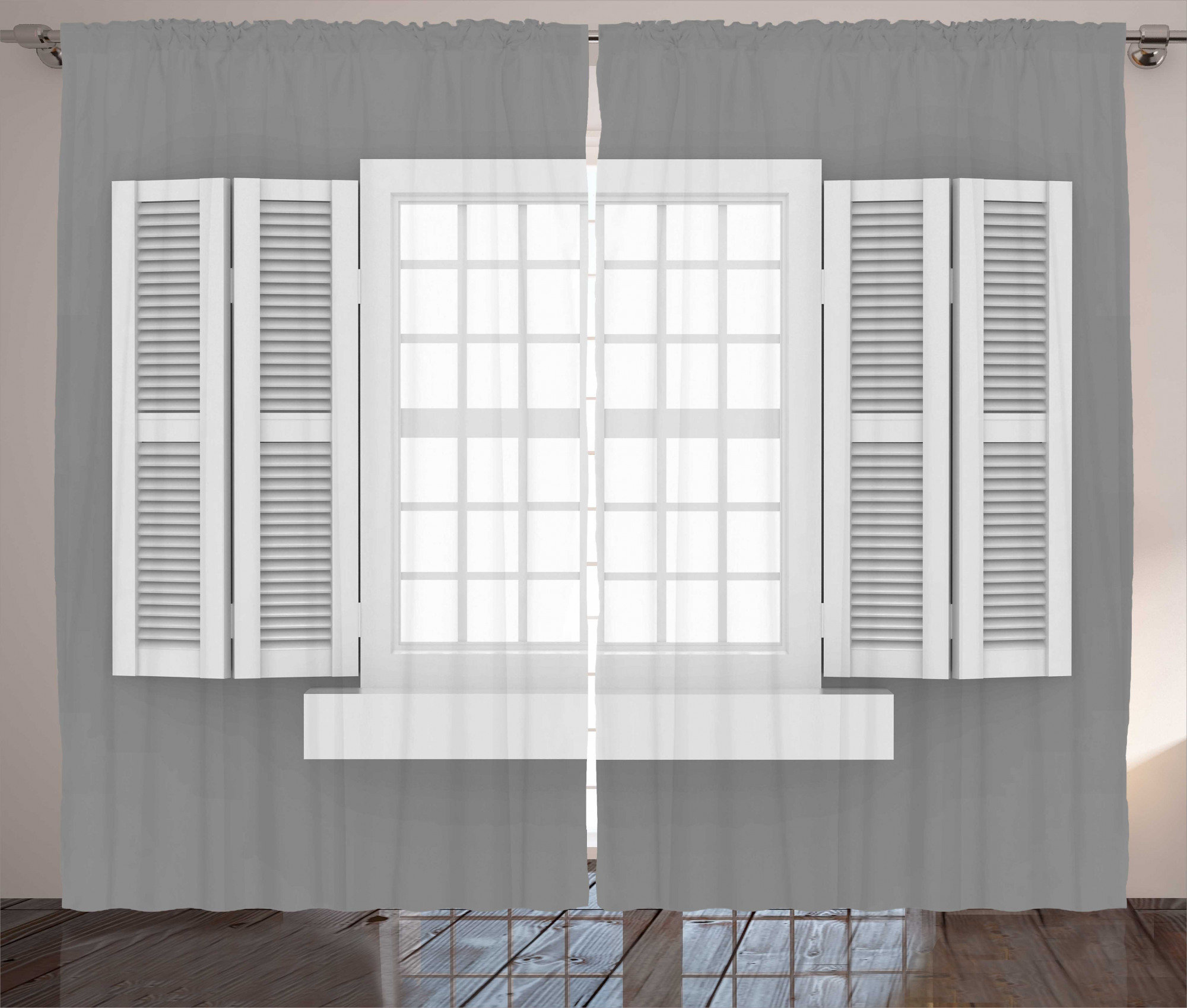 East Urban Home Hommes Illustration of Window Shutters 2 Piece Semi ...