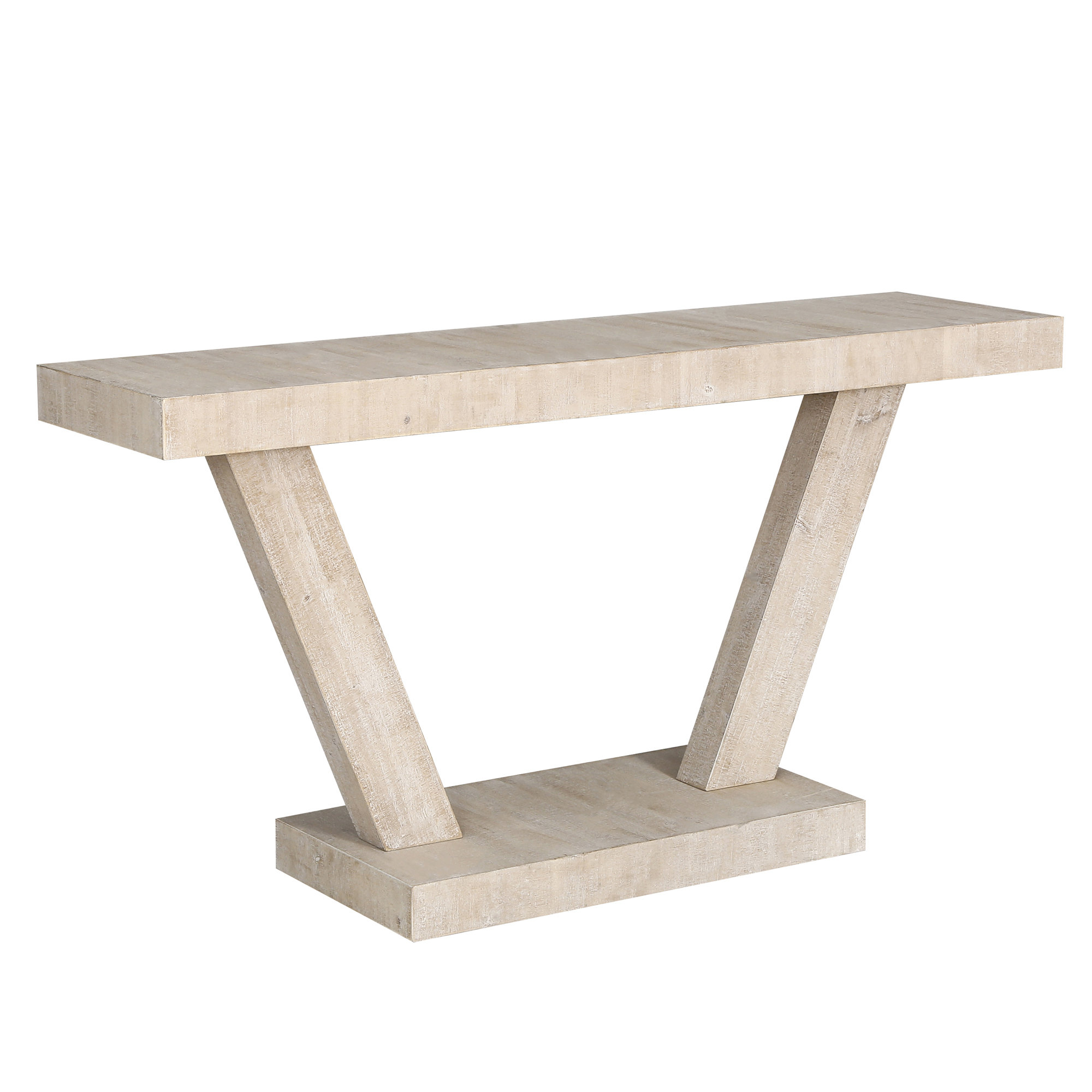 Gracie Oaks 59" Retro Wood Console Table With Geometric Base & 2-Tier ...