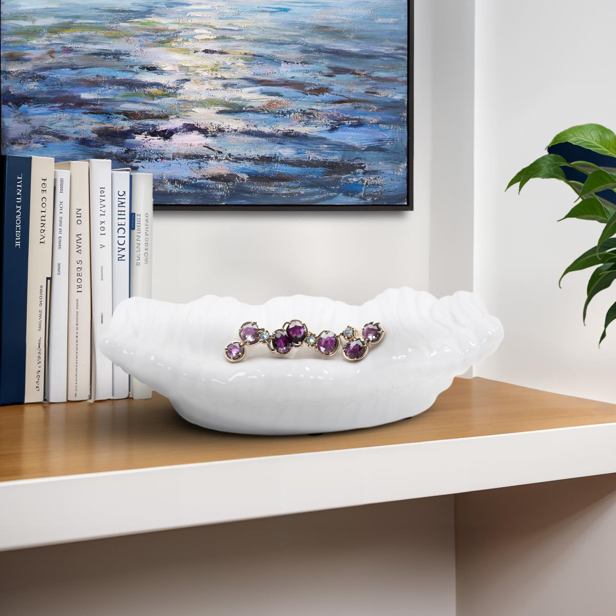 Birch Lane™ Pentwortham Hand Finished Glossy White Ceramic Flowing Wave ...