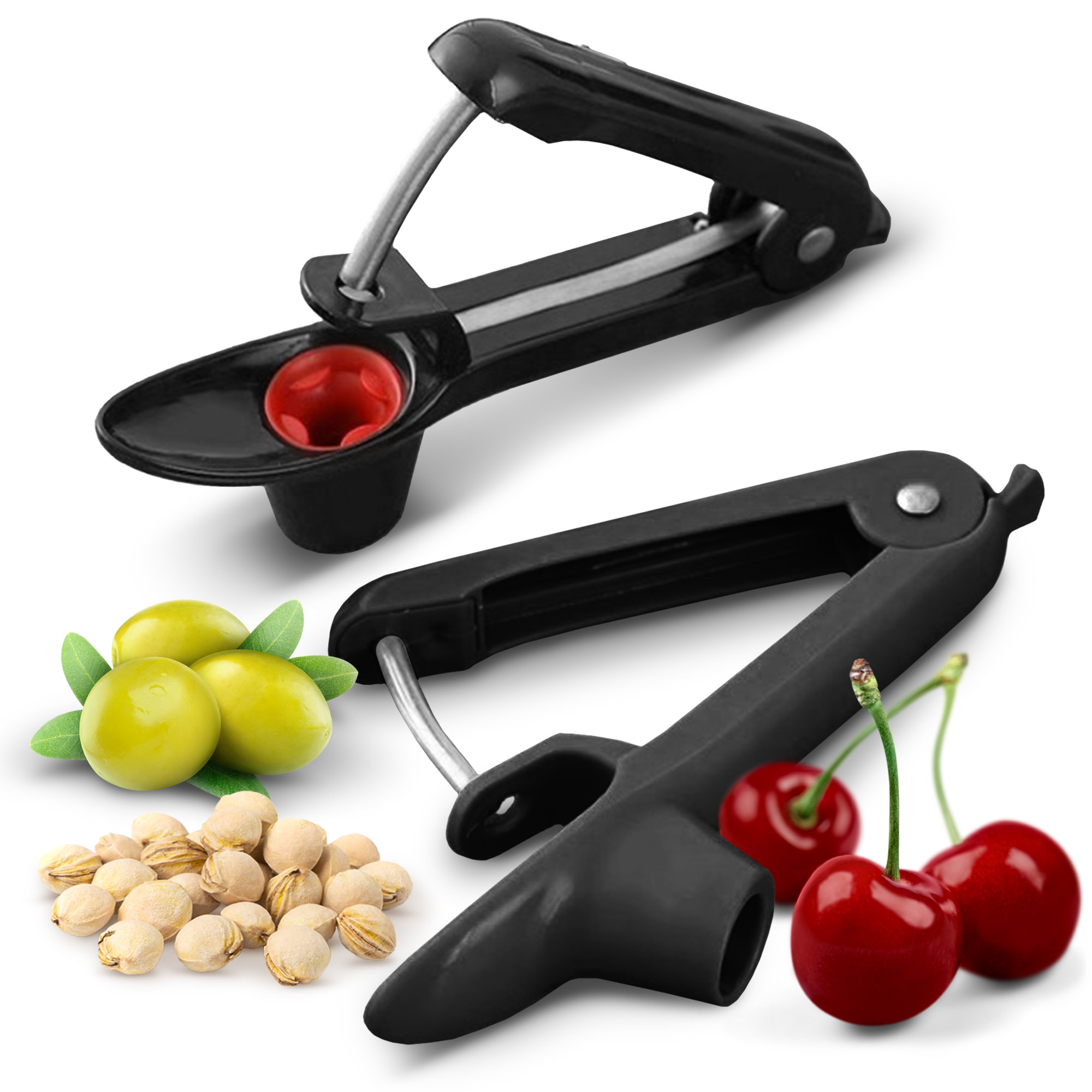 Cheer Collection Cherry and Olive Pitter with Lock & Seed Filter – Easy ...