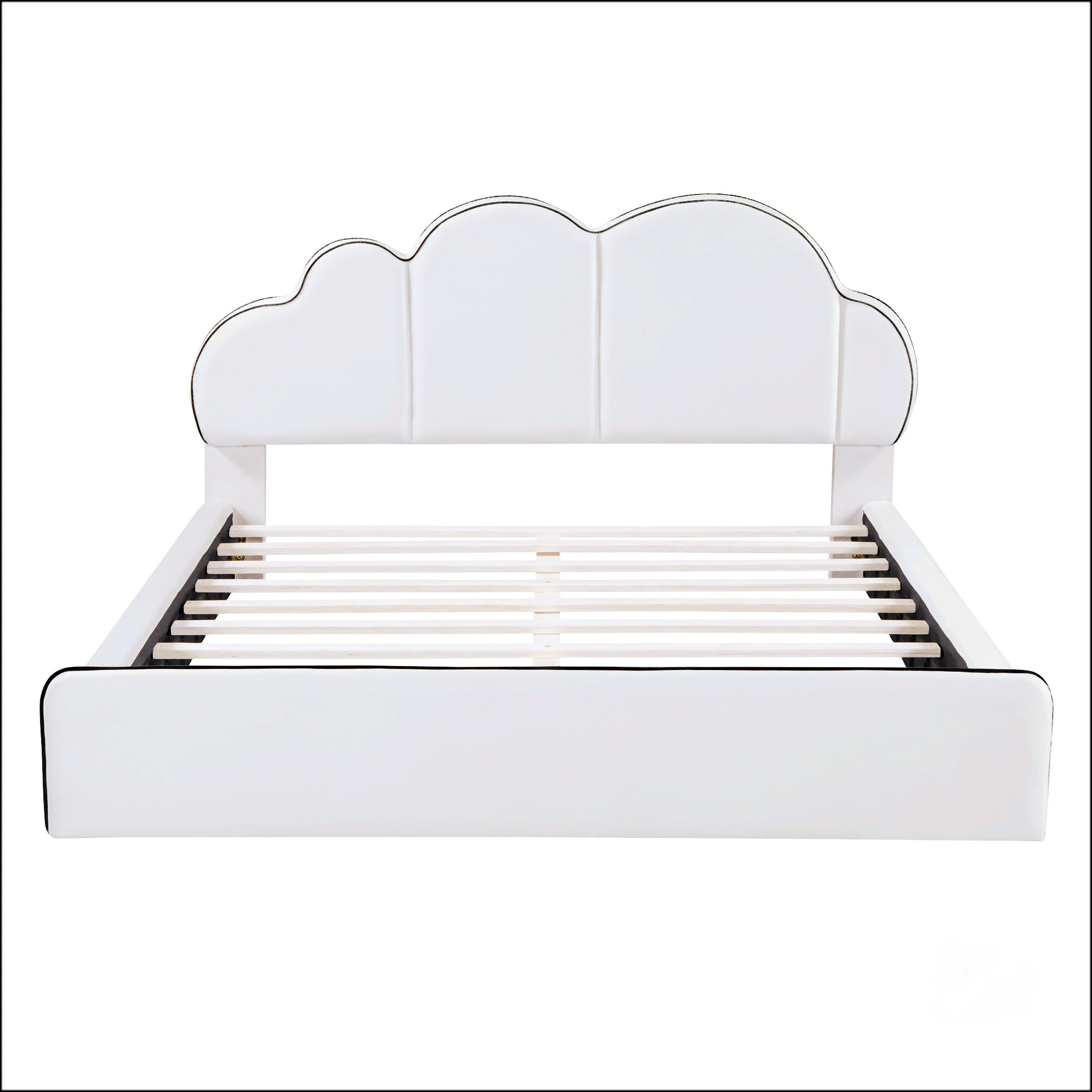 Zoomie Kids Queen Size Upholstered Platform Bed With Cloud-Shaped ...