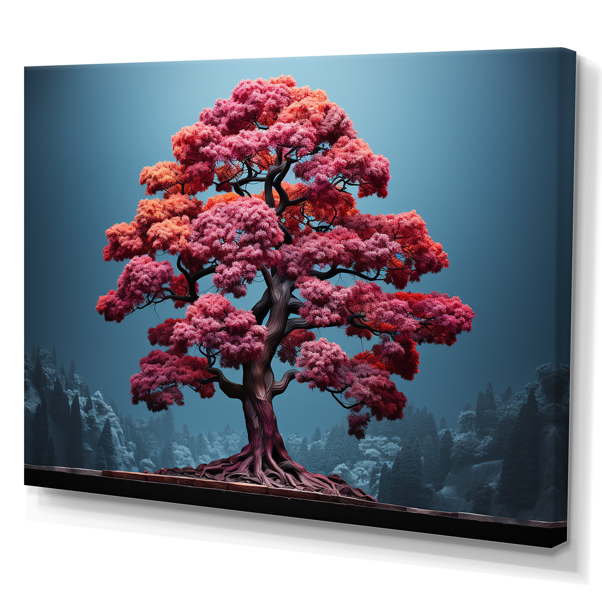 Design Art Mystic Pink Trees In Amethyst Landscape On Canvas Print ...