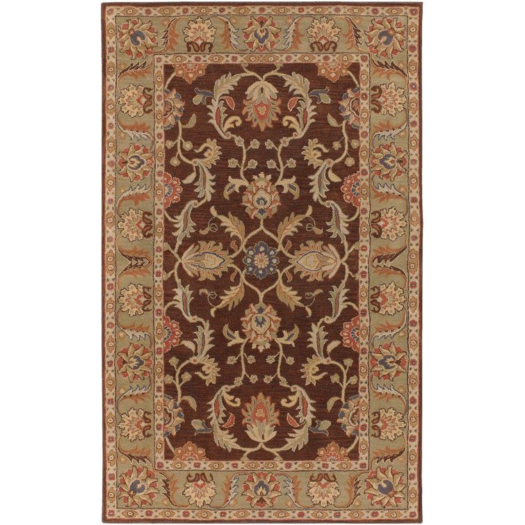 Charlton Home® Waterston Oriental Handmade Tufted Wool Dark Brown/Camel ...