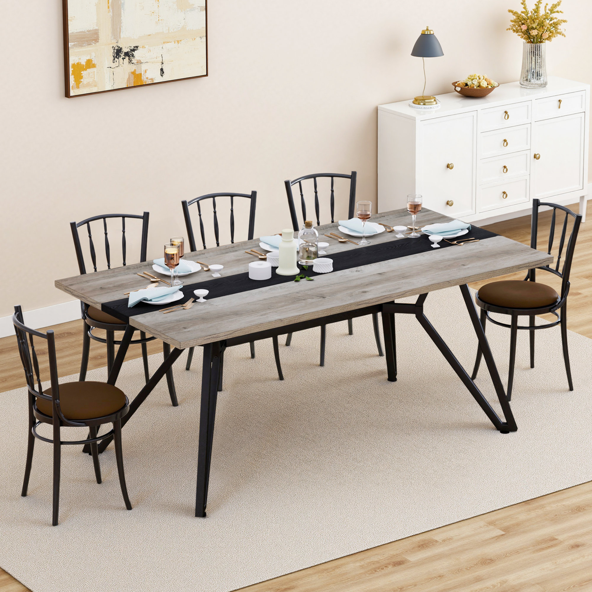 17 Stories Large Dining Table For Kitchen Rectangular Kitchen Table For ...